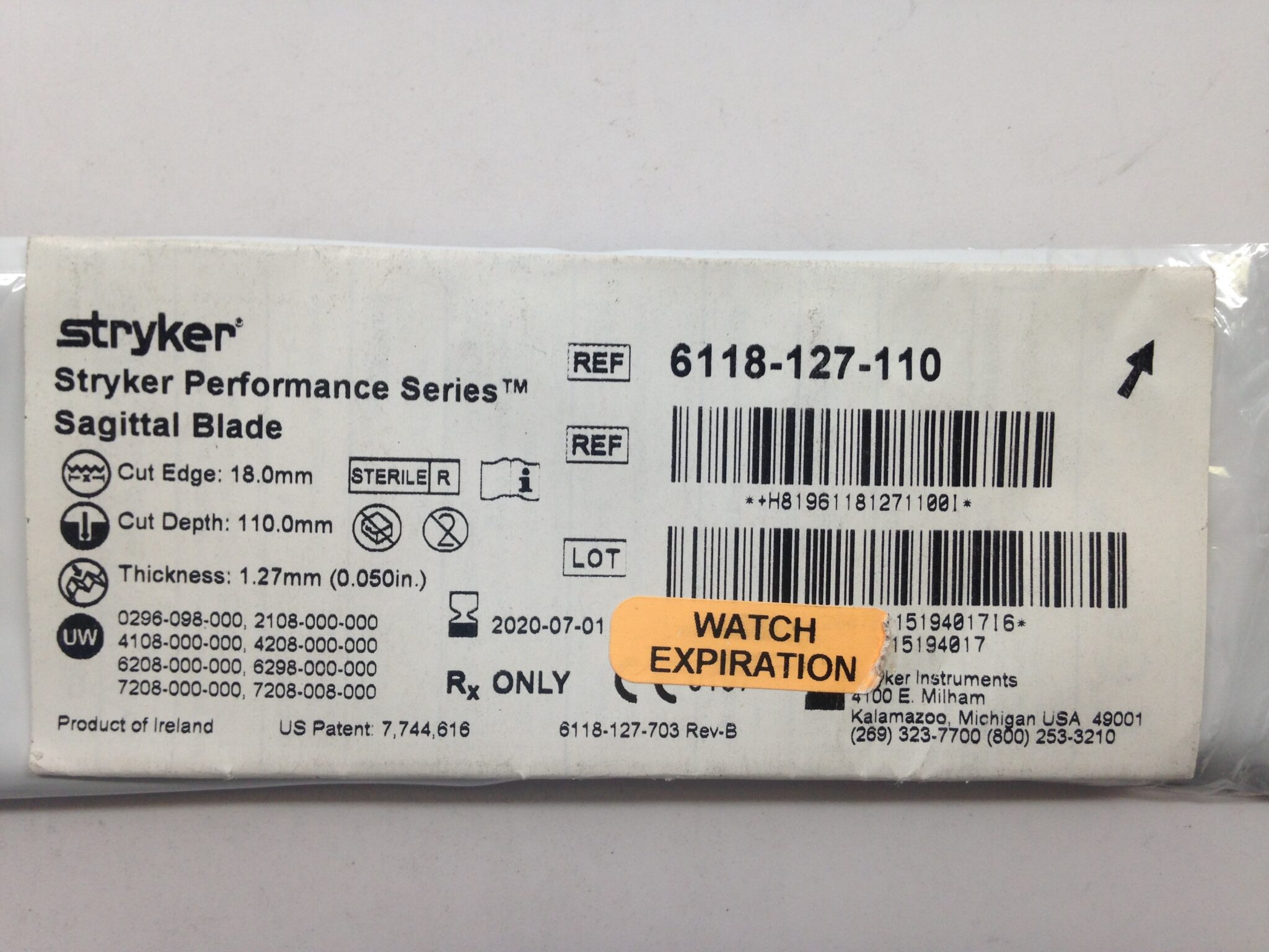 STRYKER 6118-127-110 Performance Series Sagittal Blade (X) - GB TECH USA
