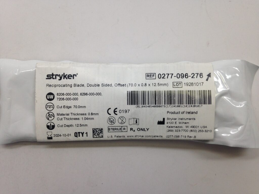 STRYKER 0277-096-276 Reciprocating Blade, Double Sided, Offset, 70.0 x ...