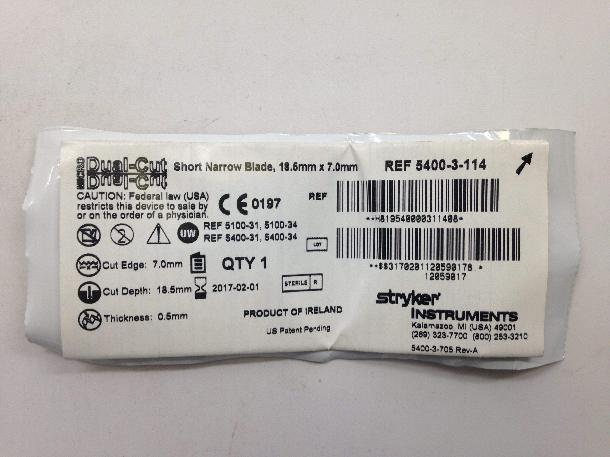 STRYKER 5400-134-281 Fan Blade, Offset, 20.0 x 0.38 x 30.0mm(X) - GB ...