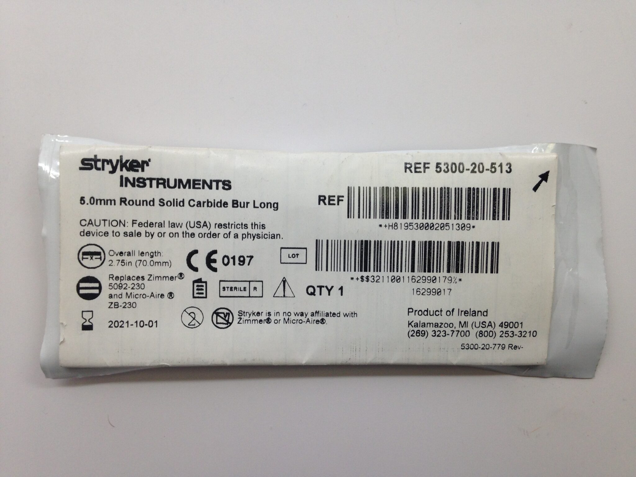 STRYKER 5300-020-511 Round Solid Carbide Bur, Long, 4.0mm – GB TECH USA