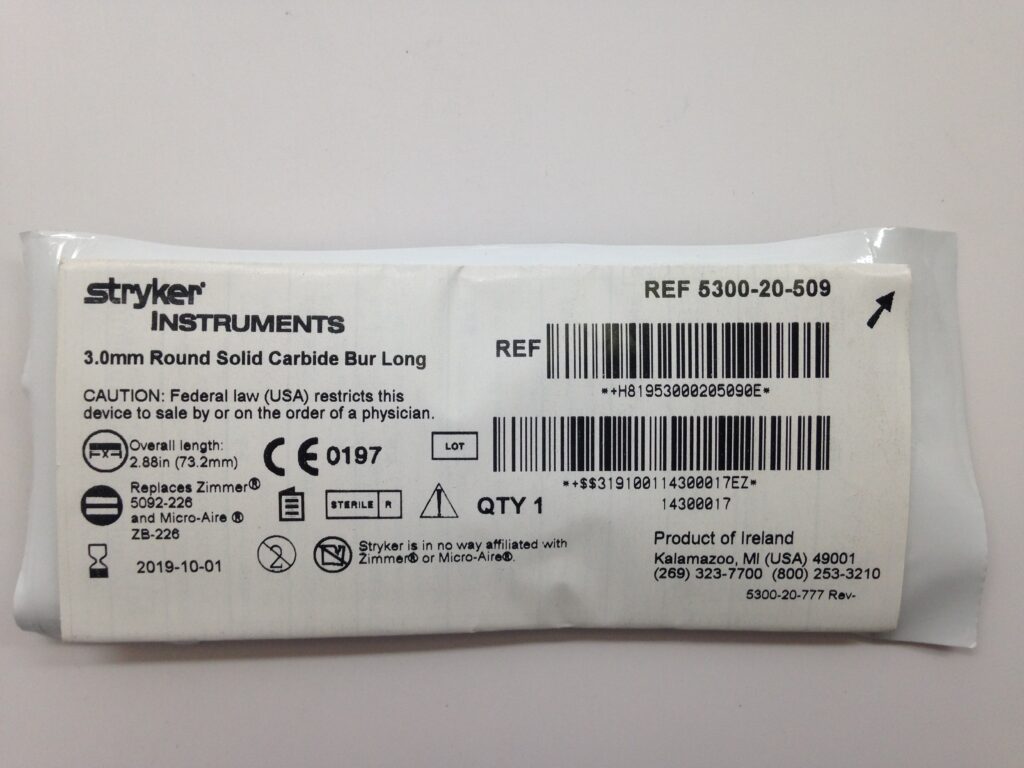 STRYKER 5300-020-511 Round Solid Carbide Bur, Long, 4.0mm – GB TECH USA