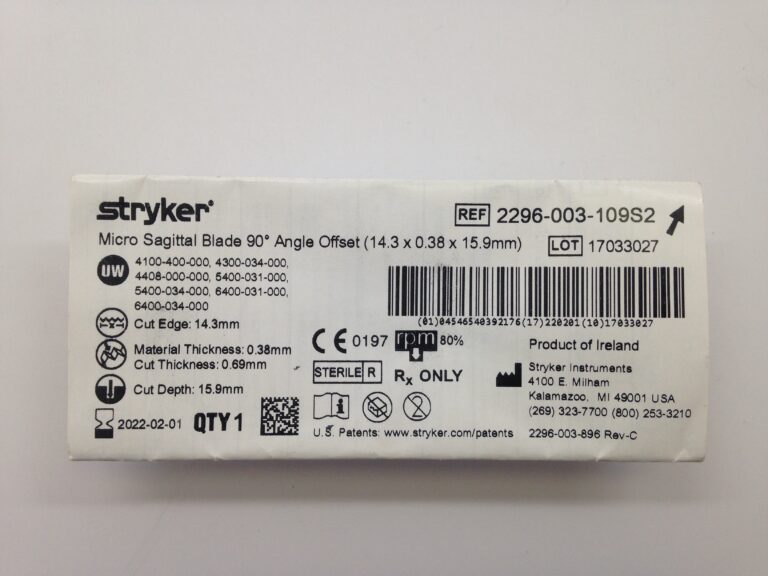 STRYKER 2296-003-109S2 Micro Sagittal Blade, 90 Degree Angle Offset, 14 ...