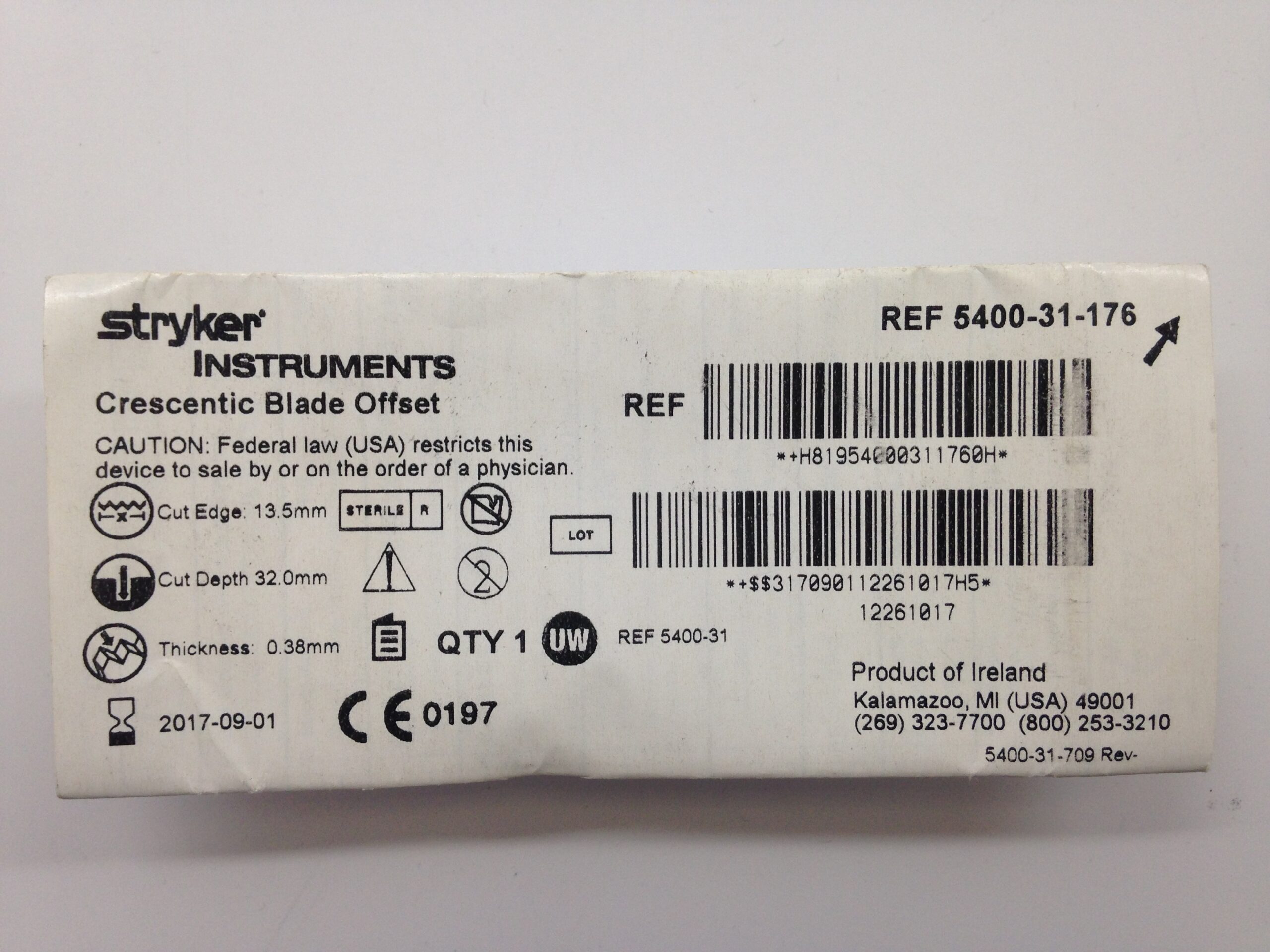 STRYKER 5400-31-176 Crescentic Blade, Offset (X) - GB TECH USA