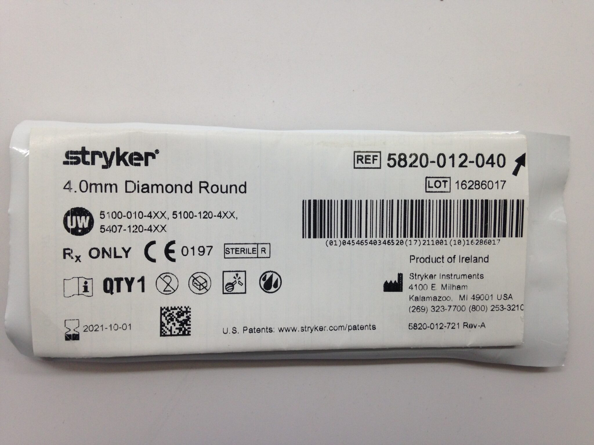 STRYKER 5820-012-040 Diamond Round Bur, 4.0mm (X) – GB TECH USA