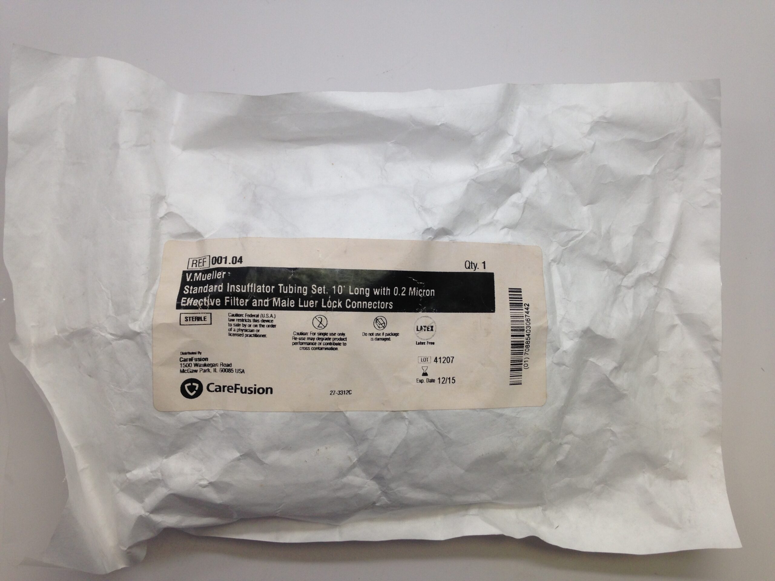 CAREFUSION 001.04 V.Mueller Standard Insufflator Tubing Set, 10" Long ...