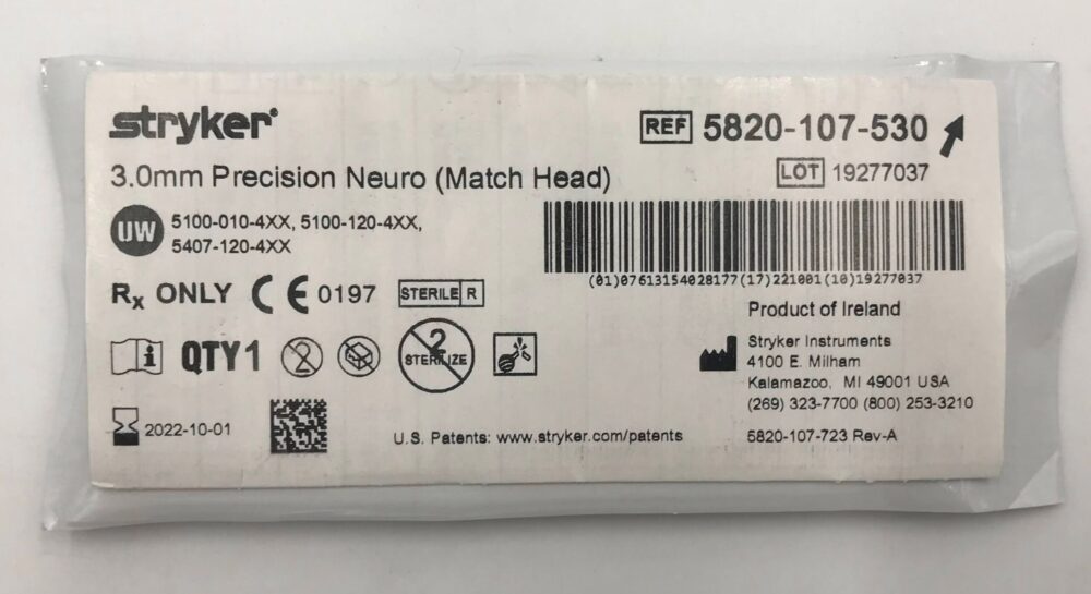 STRYKER 5820-107-530 Precision Neuro (Match Head), 3.0mm – GB TECH USA