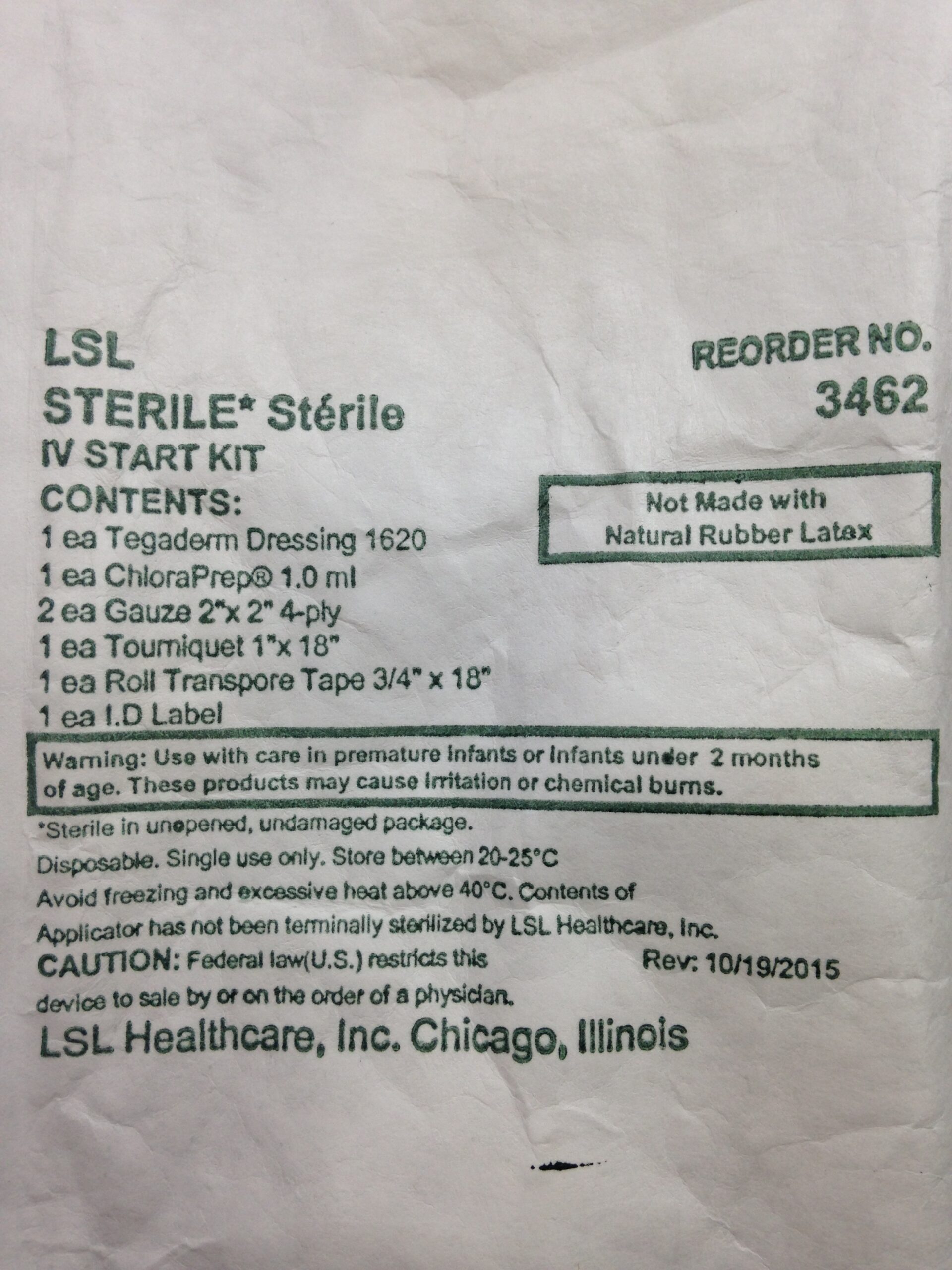 LSL 3462 Sterile IV Start Kit (X) - GB TECH USA