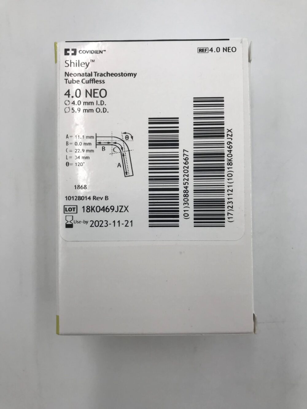 COVIDIEN 4.0 NEO Shiley Neonatal Tracheostomy Tube Cuffless, 4.0mm I.D ...