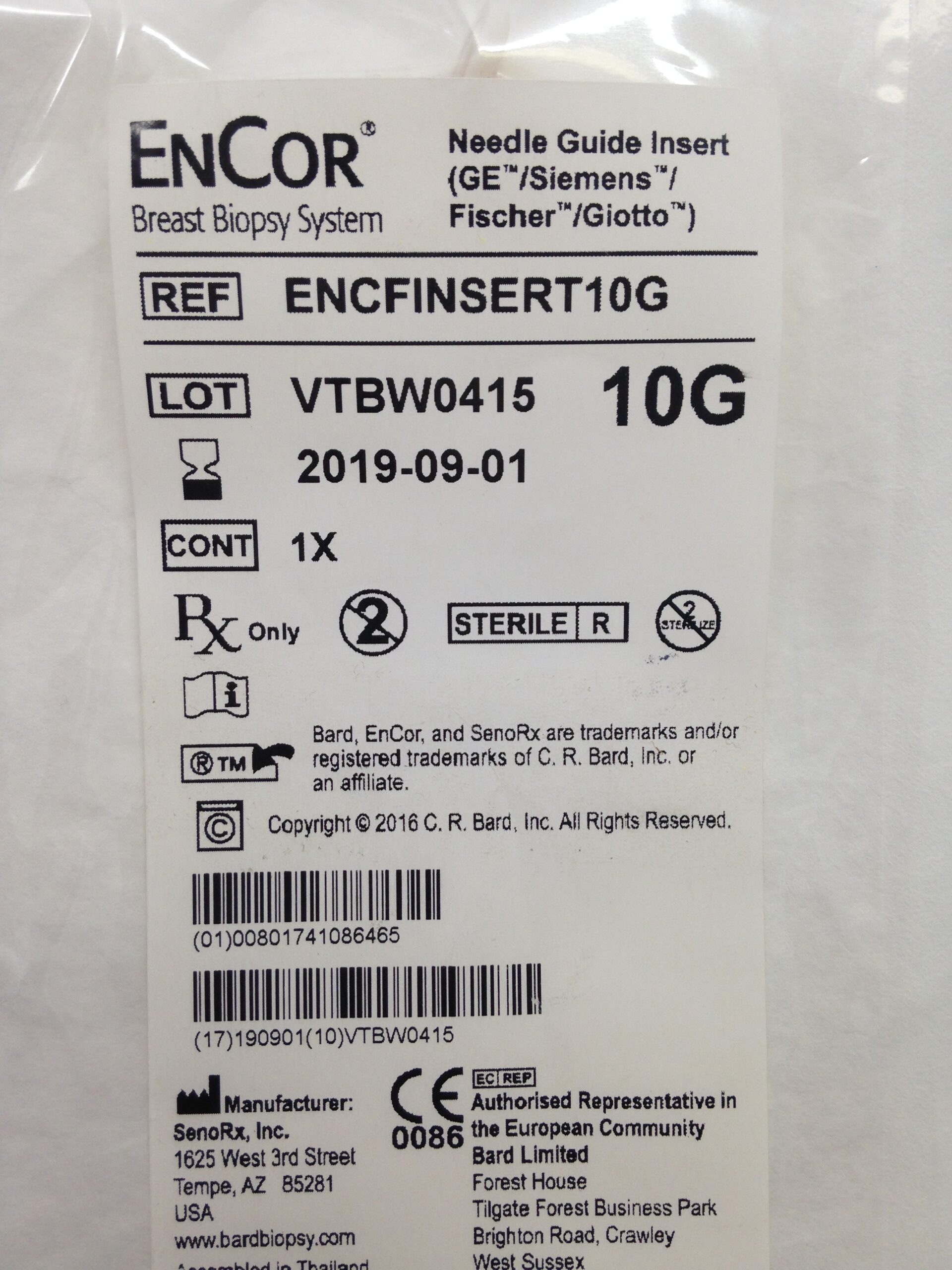BARD/SENORX ENCFINSERT10G EnCor Breast Biopsy System, Needle Guide ...