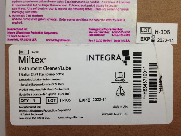 INTEGRA 3-710 Miltex Instrument Cleaner And Lubricant, 1 Gallon - GB ...