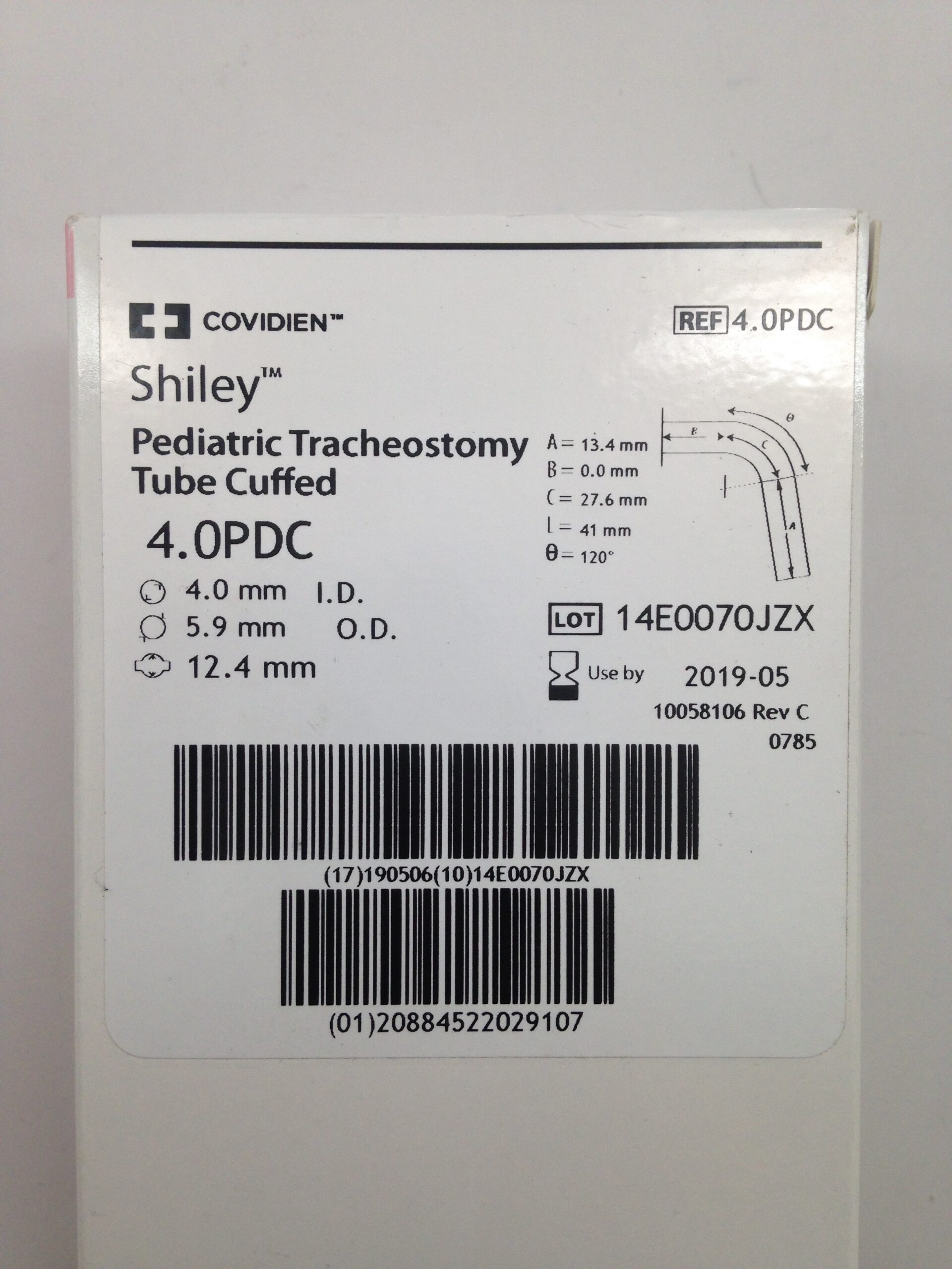 COVIDIEN 4.0PDC Pediatric Tracheostomy Tube Cuffed 4.0mm I.D. (X) - GB ...