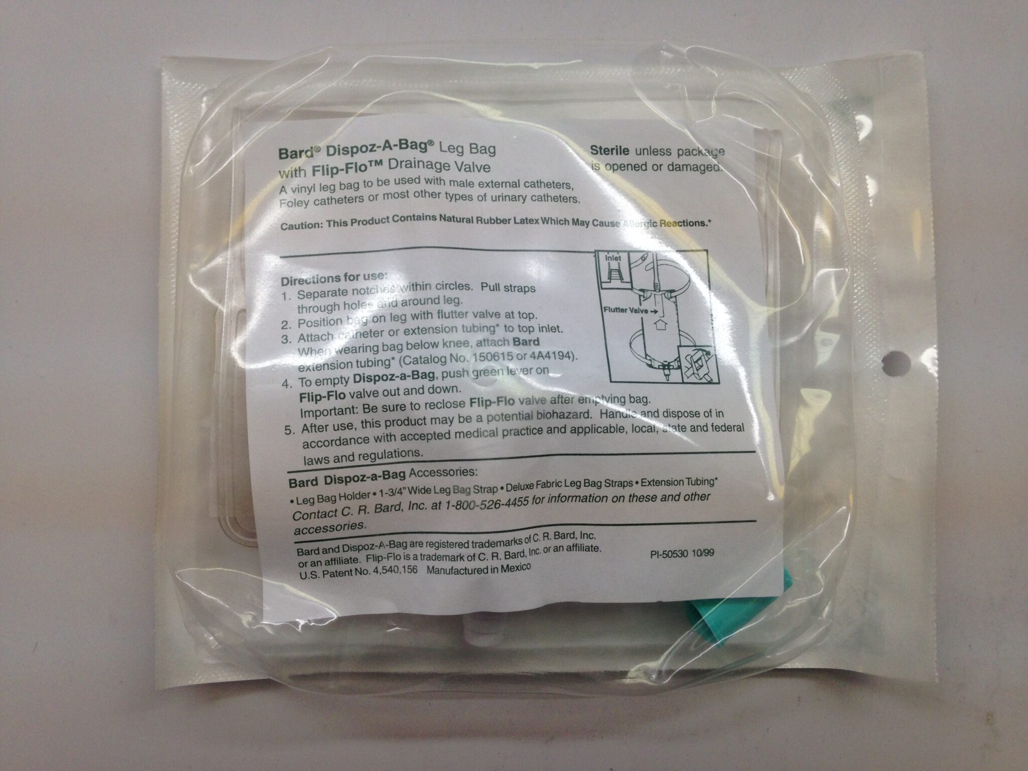 BARD 150319 Dispoz-A-Bag Leg Bag With Flip-Flo Drainage Valve - GB TECH USA