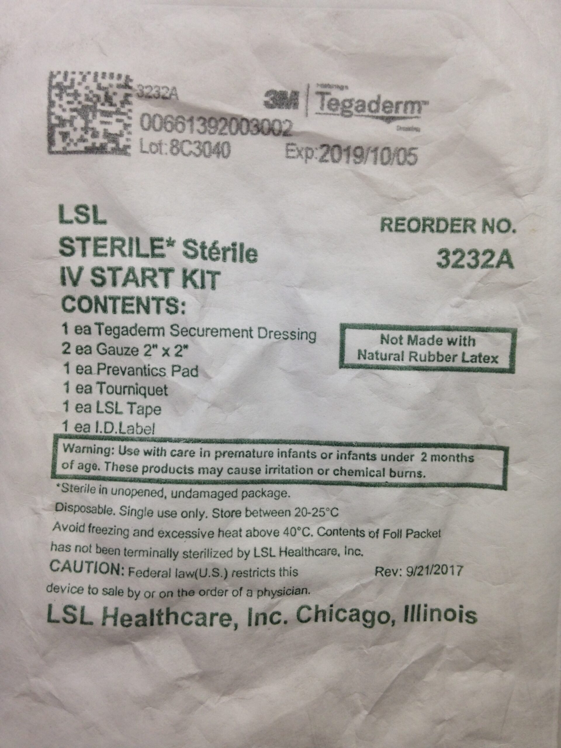 LSL 3232A Sterile IV Start Kit (X) - GB TECH USA