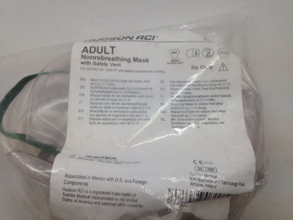 TELEFLEX 1059 Adult Nonrebreathing Mask With Safety Vent - GB TECH USA