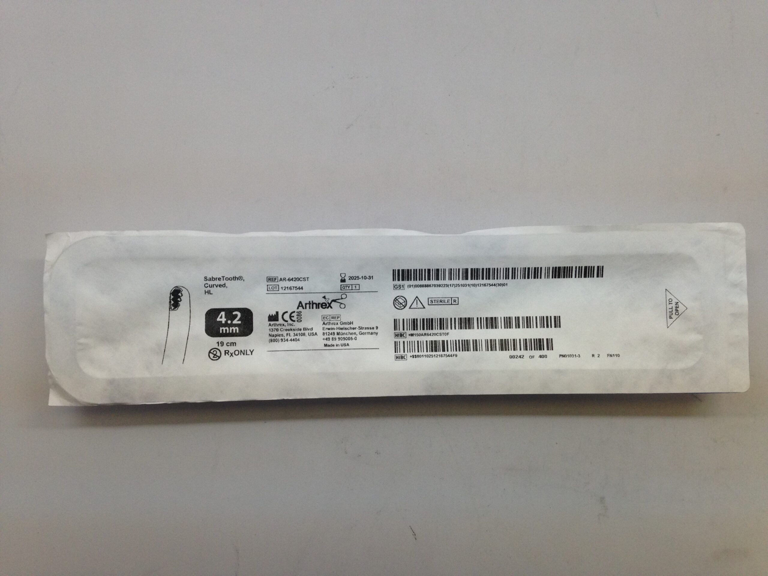 ARTHREX AR-6420CST SabreTooth, Curved, HL, 4.2mm – GB TECH USA