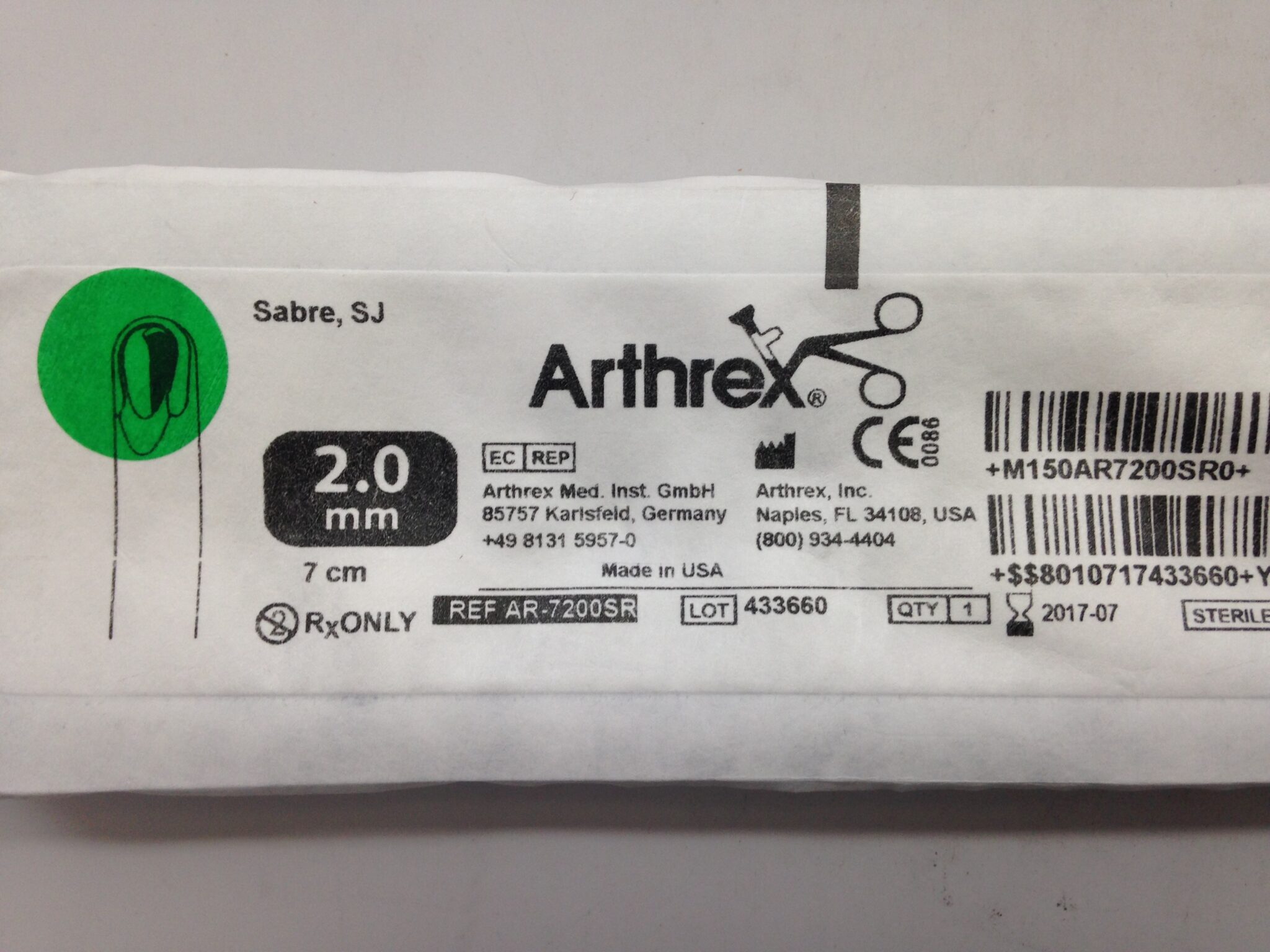 ARTHREX AR-7200SR Sabre, SJ, 2.0mm 7cm (X) - GB TECH USA