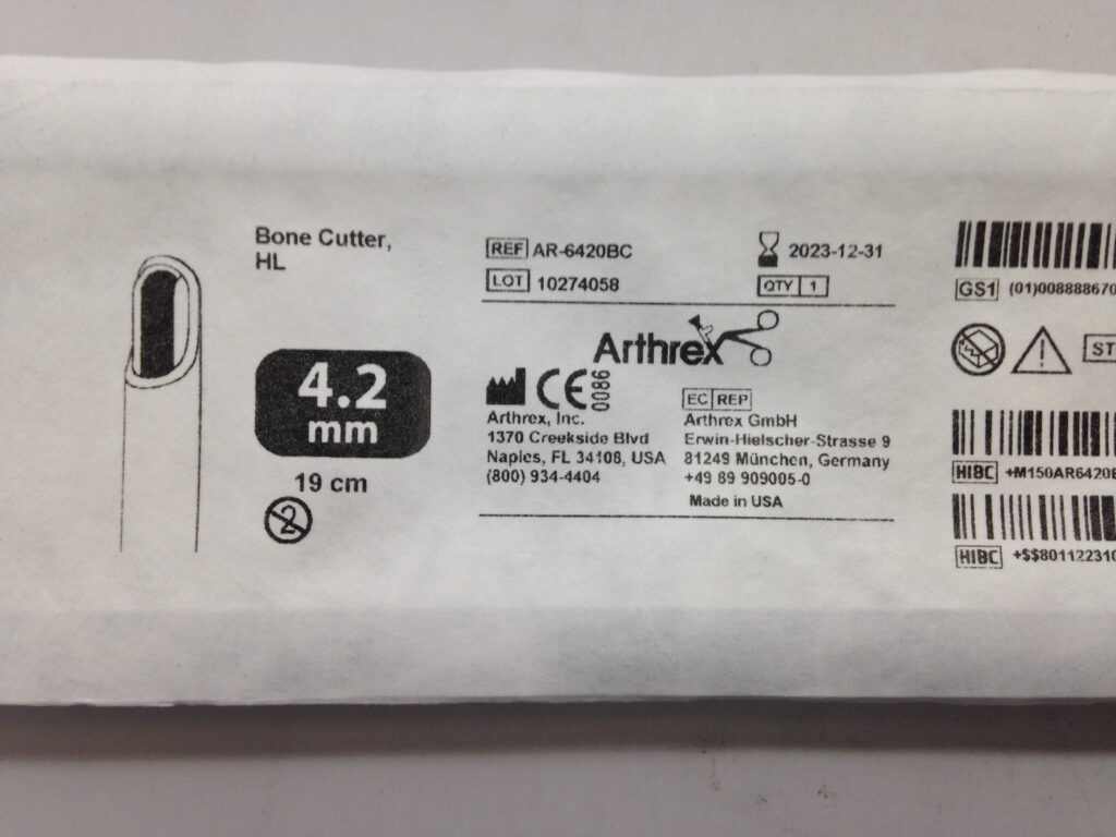 ARTHREX AR-6420BC Bone Cutter, HL, 4.2mm - GB TECH USA