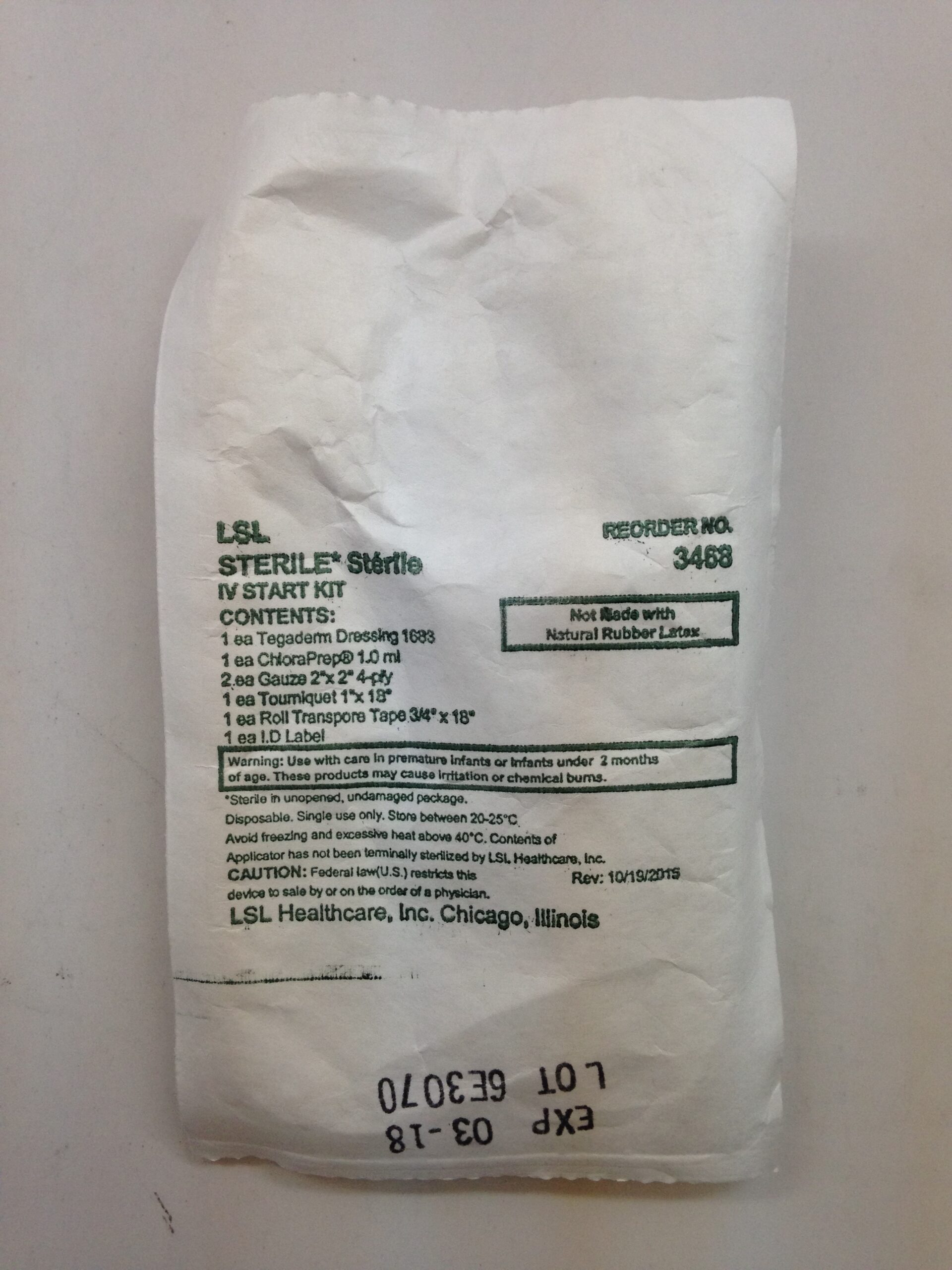 LSL 3468 Sterile IV Start Kit (X) - GB TECH USA