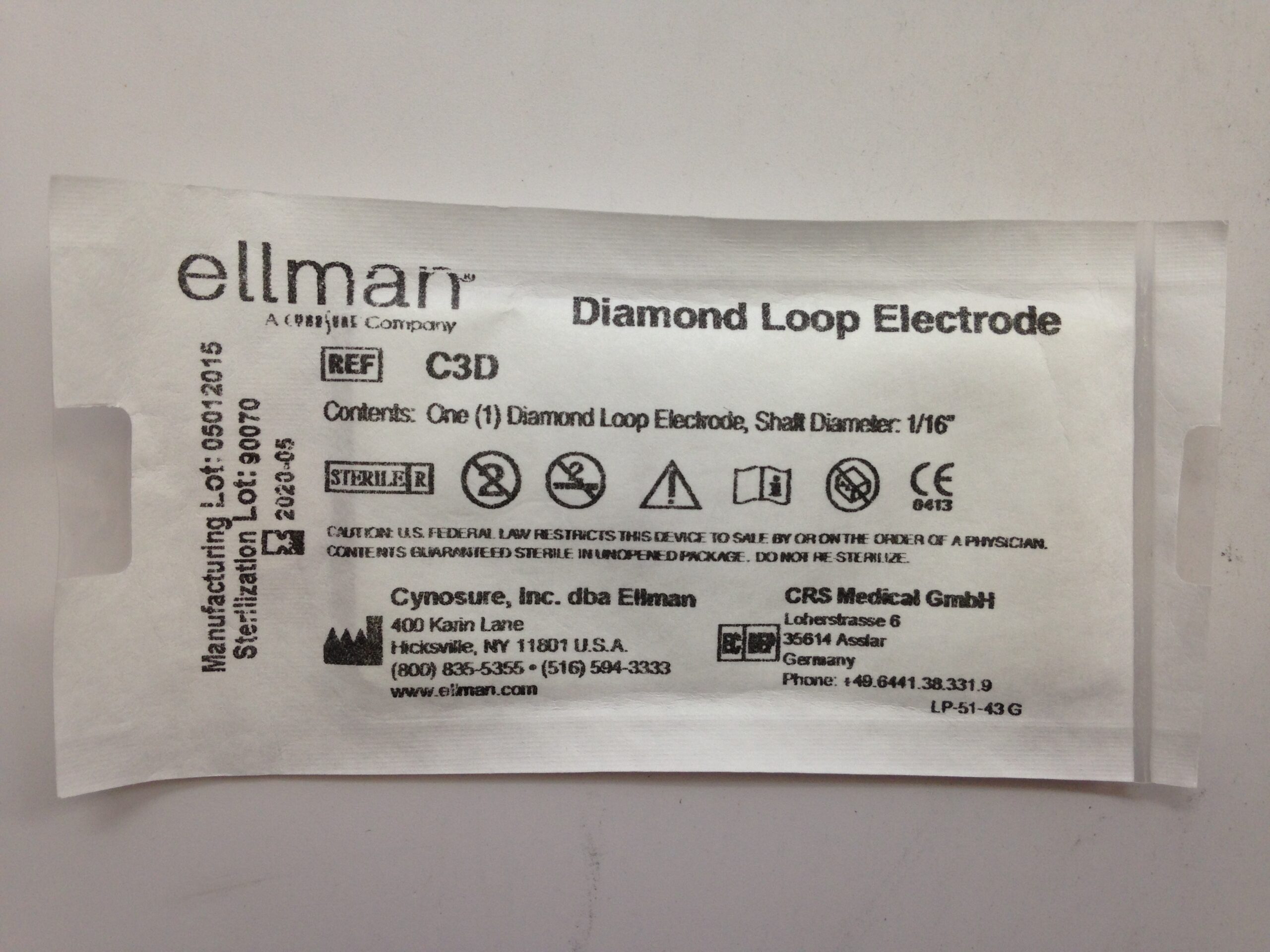 CYNOSURE C3D Ellman Diamond Loop Electrode Shaft Diameter 1/16" (X ...