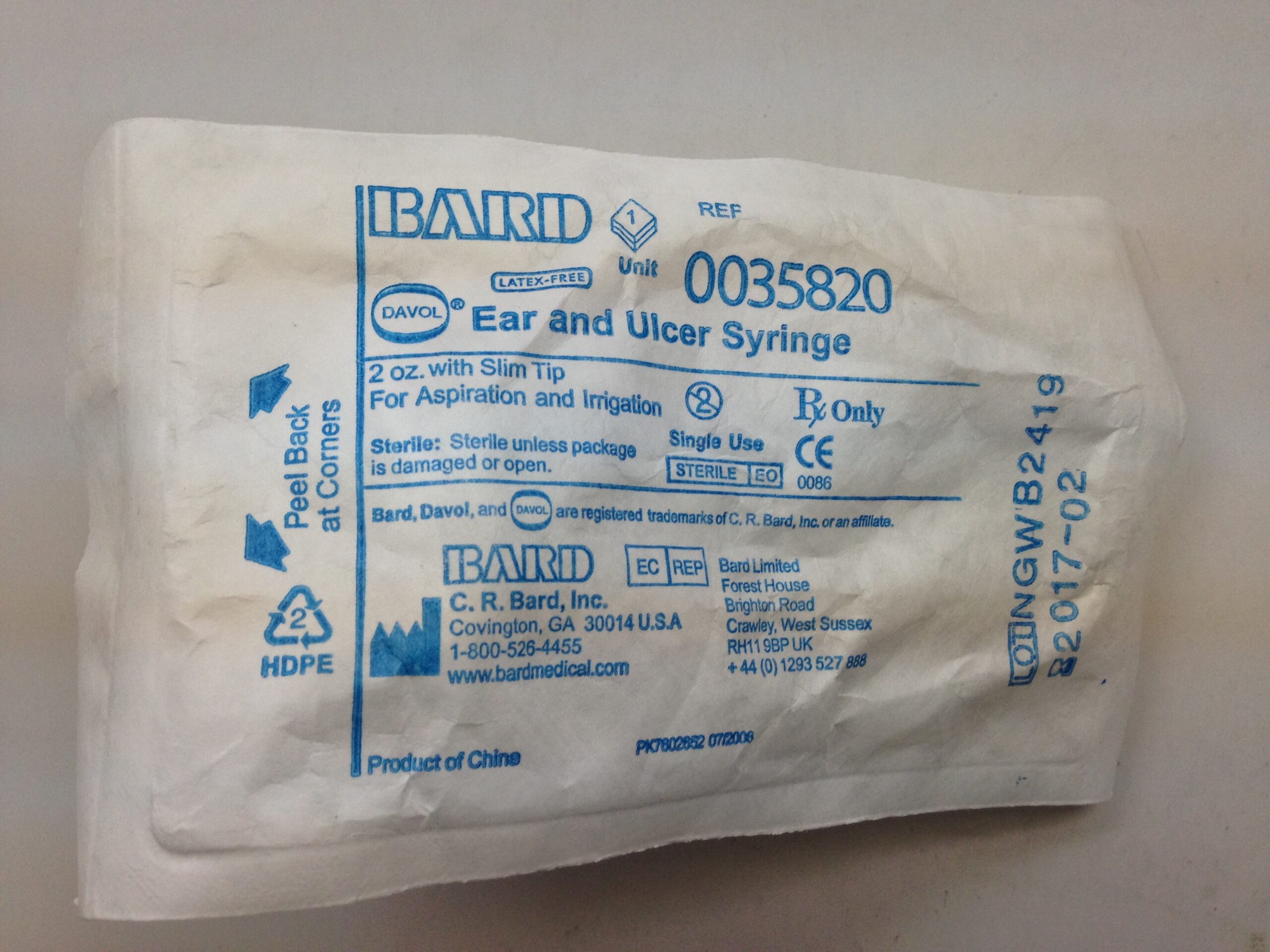 BARD 0035820 Ear And Ulcer Syringe (X) - GB TECH USA