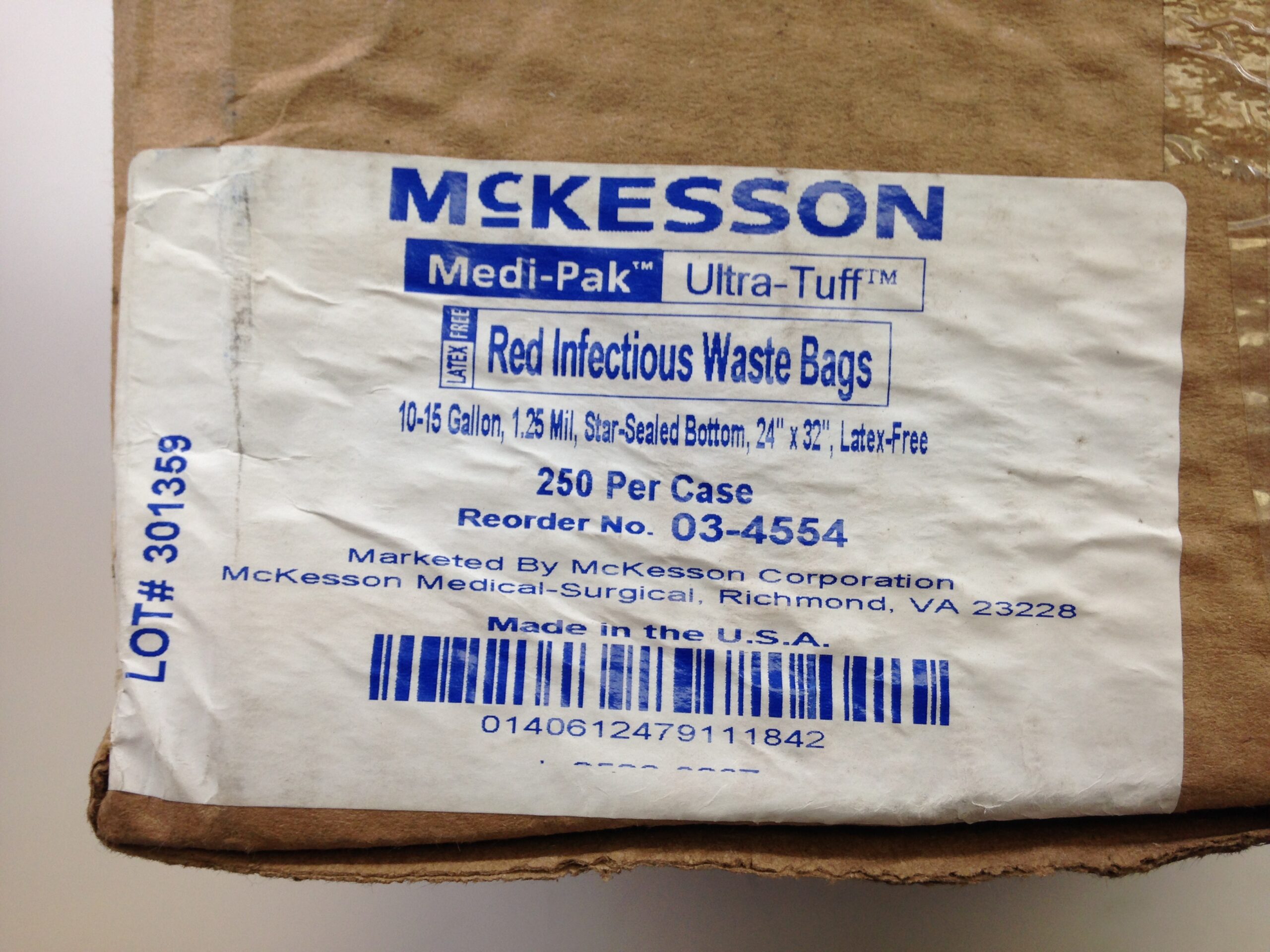 MCKESSON 03-4554 Medi-Pak Ultra-Tuff Red Infectious Waste Bags, 24" x ...