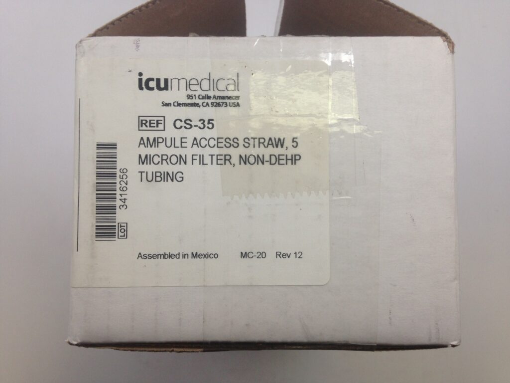 ICU MEDICAL CS-35 Ampule Access Straw, 5 Micron Filter, Non-Dehp Tubing ...