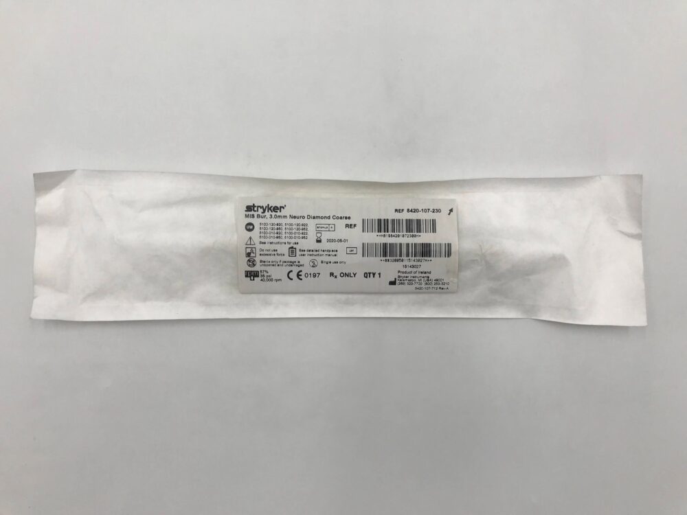 STRYKER 8420-107-230 MIS Bur, Neuro Diamond Coarse 3mm(X) - GB TECH USA