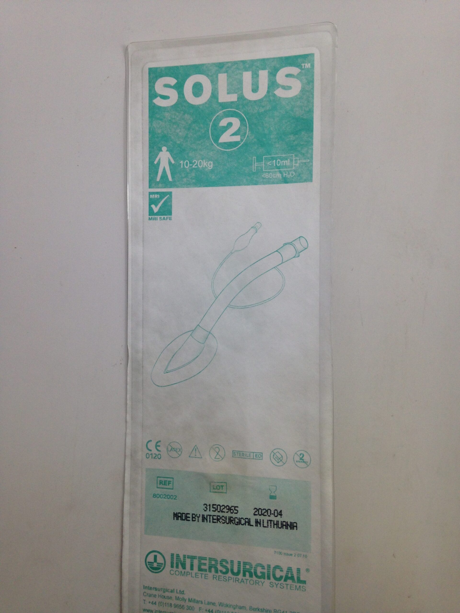 INTERSURGICAL 8002002 Solus Laryngeal Mask Airway, 10-20kg (X) - GB ...