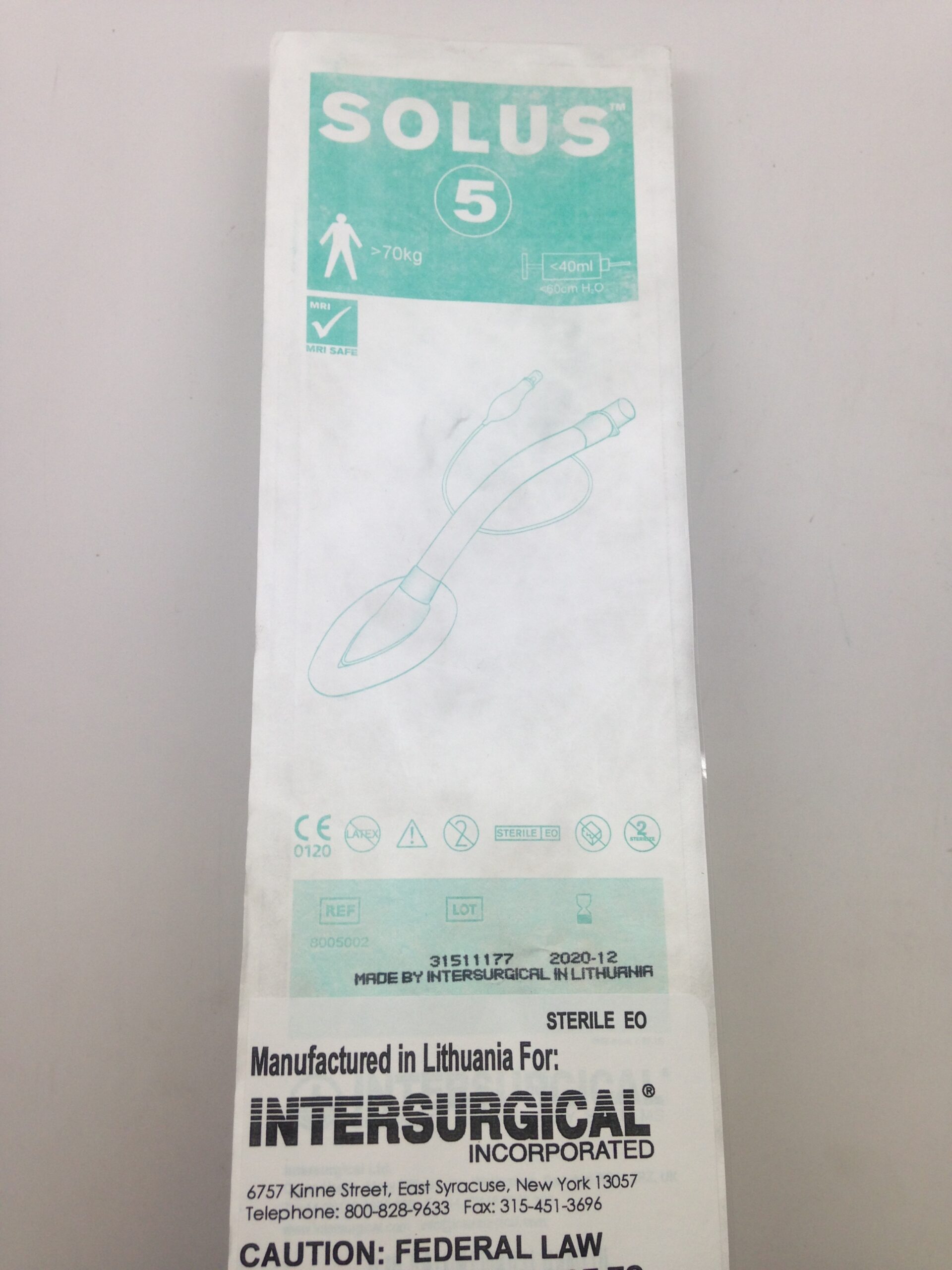 INTERSURGICAL 8005002 Solus Laryngeal Mask Airway, 70kg (X) - GB TECH USA