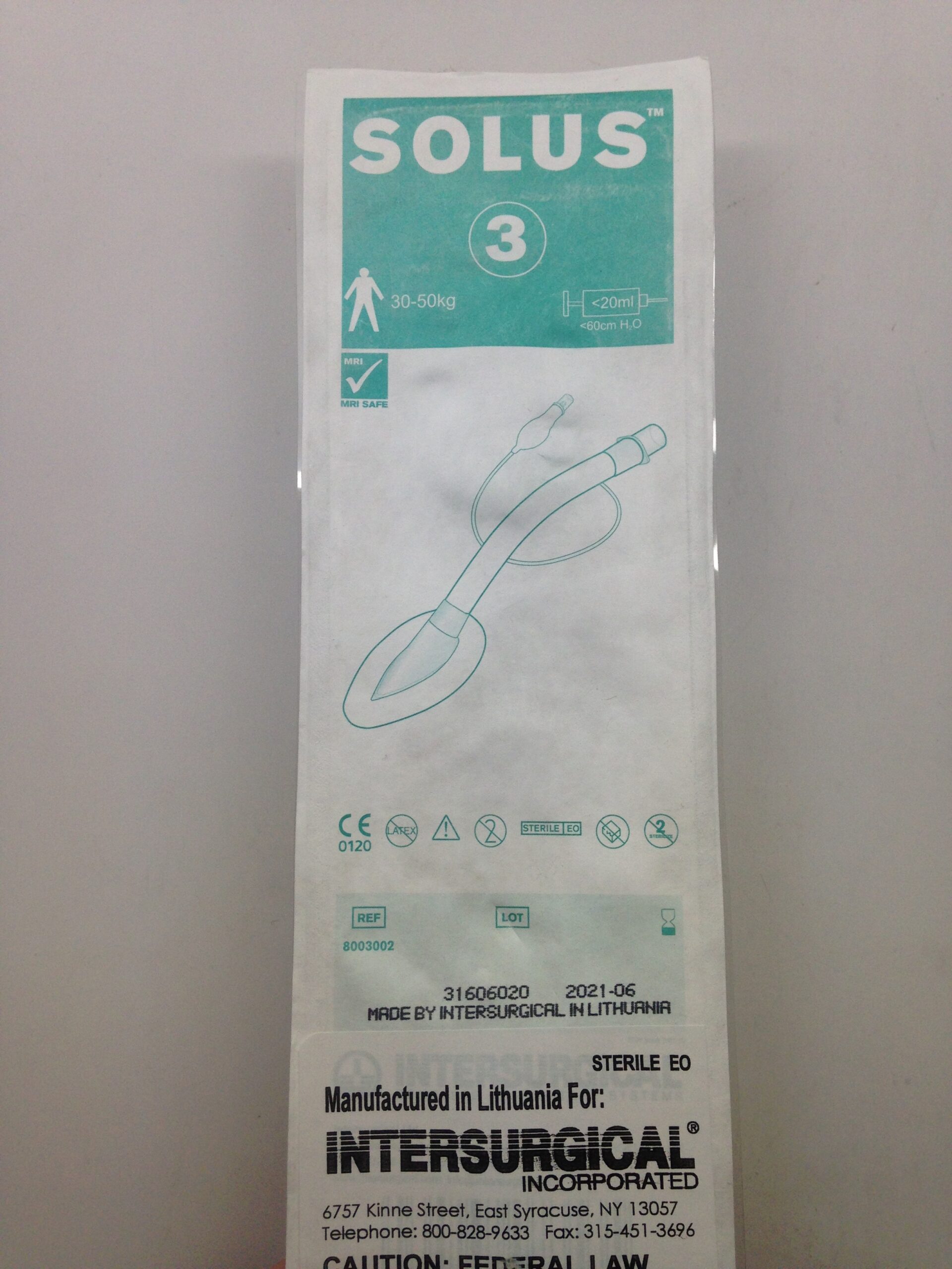 INTERSURGICAL 8003002 Solus Larnygeal Mask Airway, 30-50Kg (X) - GB ...