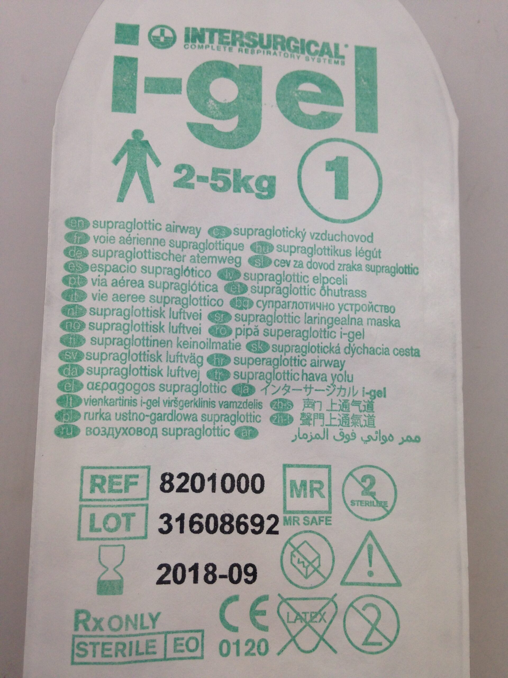 INTERSURGICAL 8201000 I-Gel Supraglottic Airway, 2.5Kg (X) - GB TECH USA