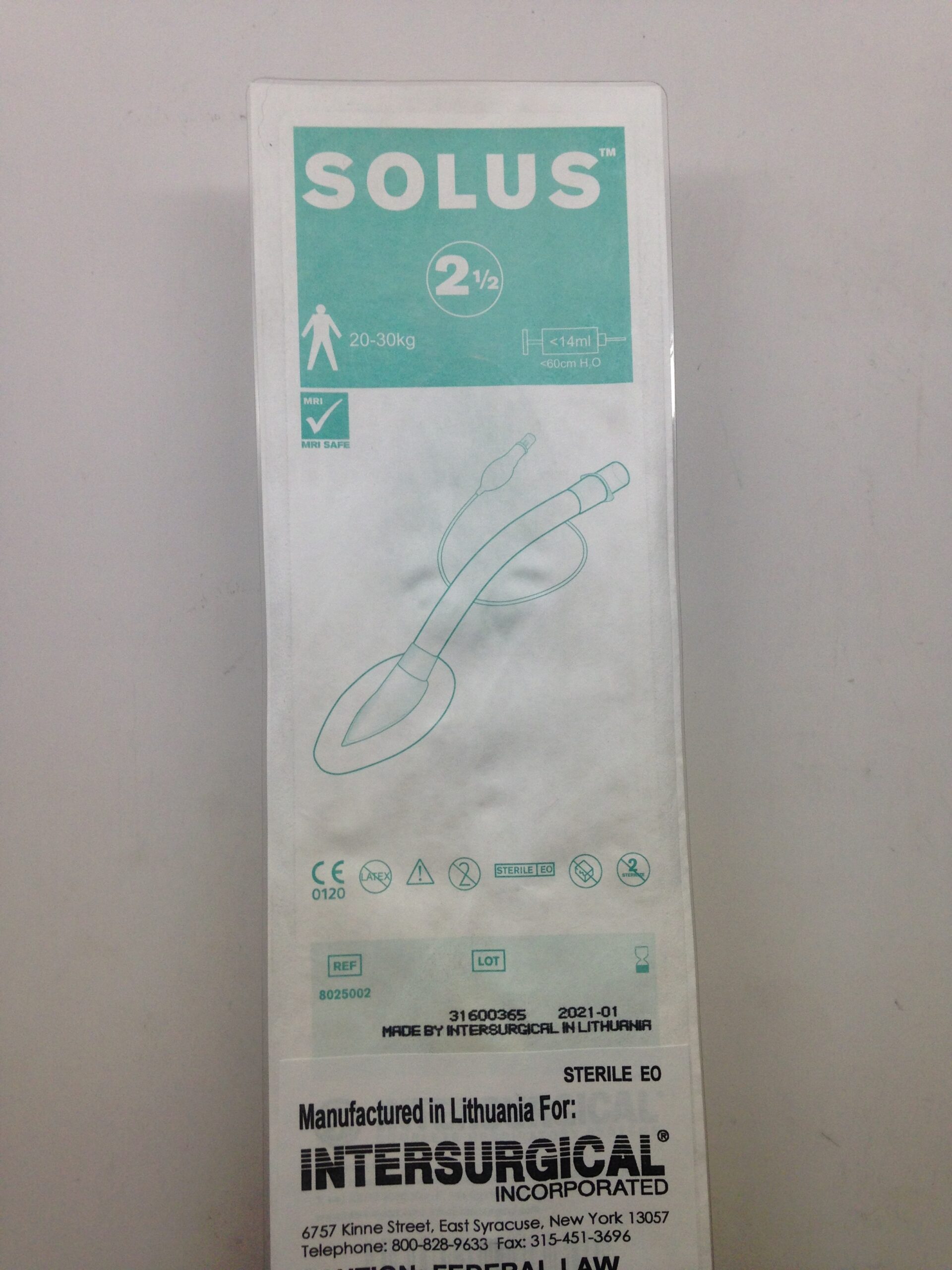 INTERSURGICAL 8025002 Solus Laryngeal Mask Airway, 20-30kg (X) – GB ...