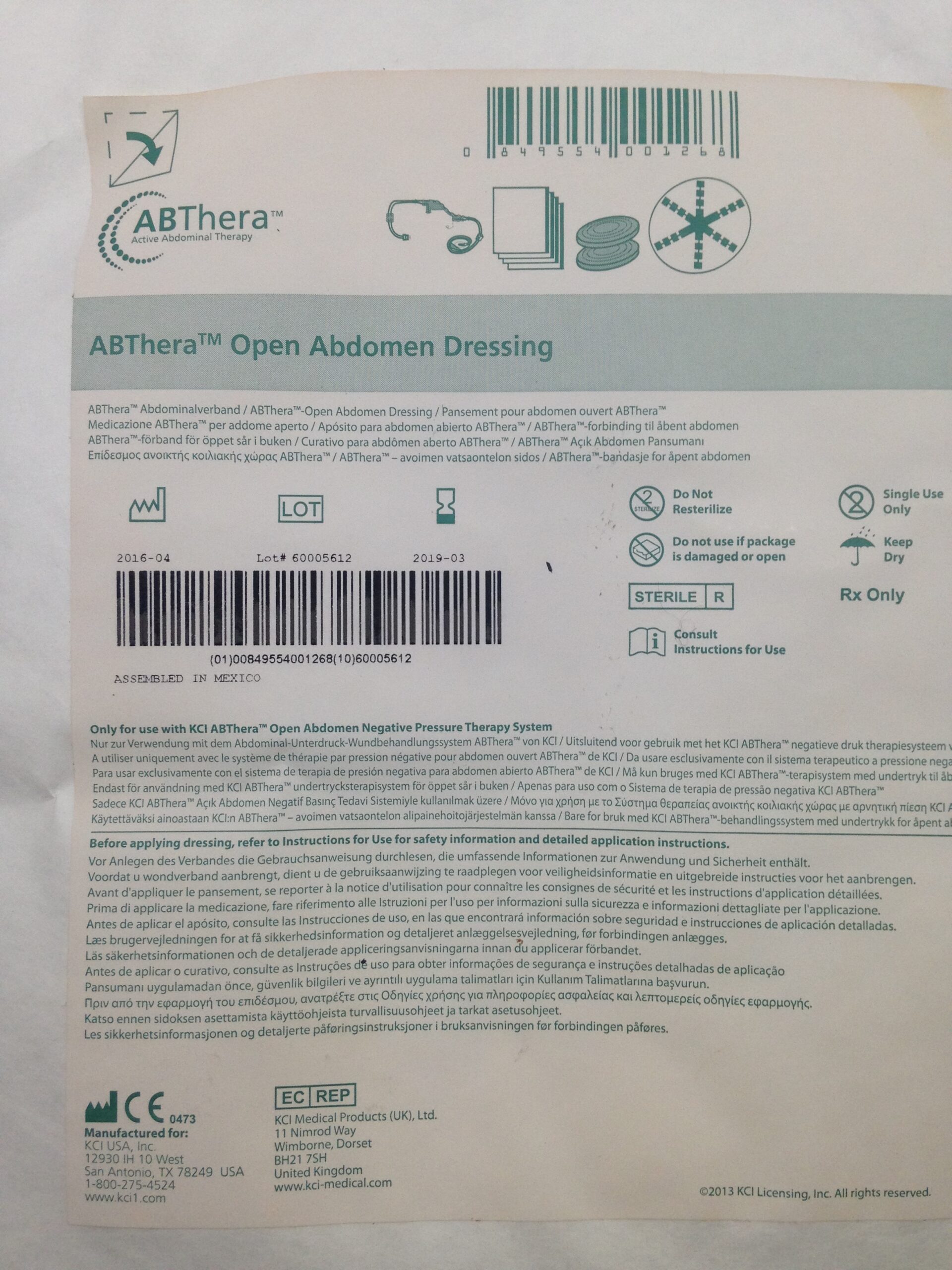 KCI 370605 ABThera Open Abdomen Dressing (X) - GB TECH USA