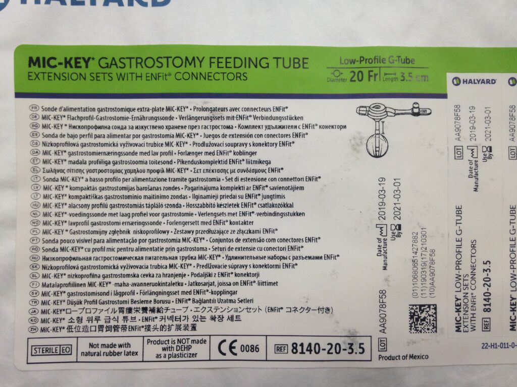 HALYARD 8140-20-3.5 Mic-Key Gastrostomy Feedings Tube Extension Sets w ...