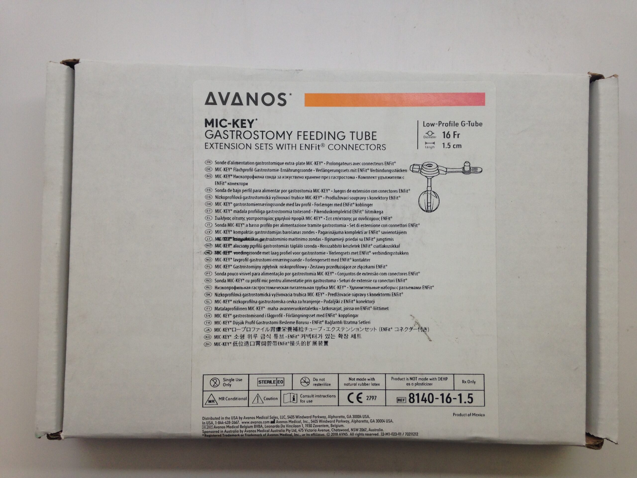 AVANOS 8140-16-1.5 Mic-Key Gastrostomy Feeding Tube Extension Sets With ...
