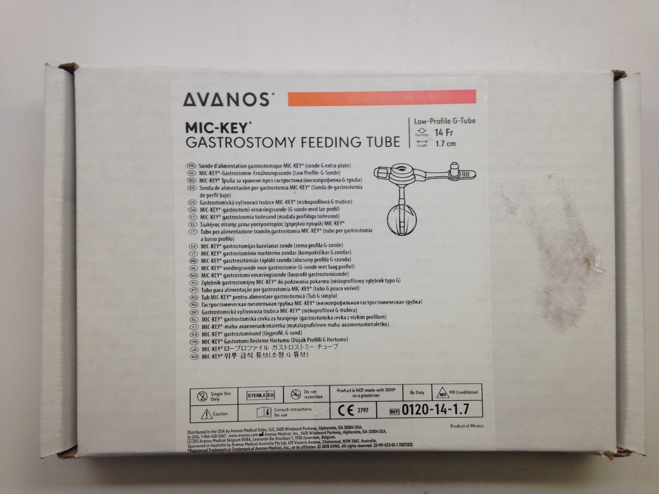 AVANOS 0120-14-1.7 Mic-Key Gastrostomy Feeding Tube, 14Fr x 1.7cm (X ...