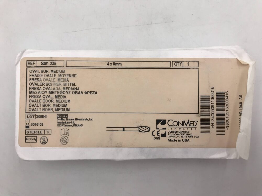 CONMED 5091-236 Oval Bur, Medium, 4 x 8mm (X) - GB TECH USA