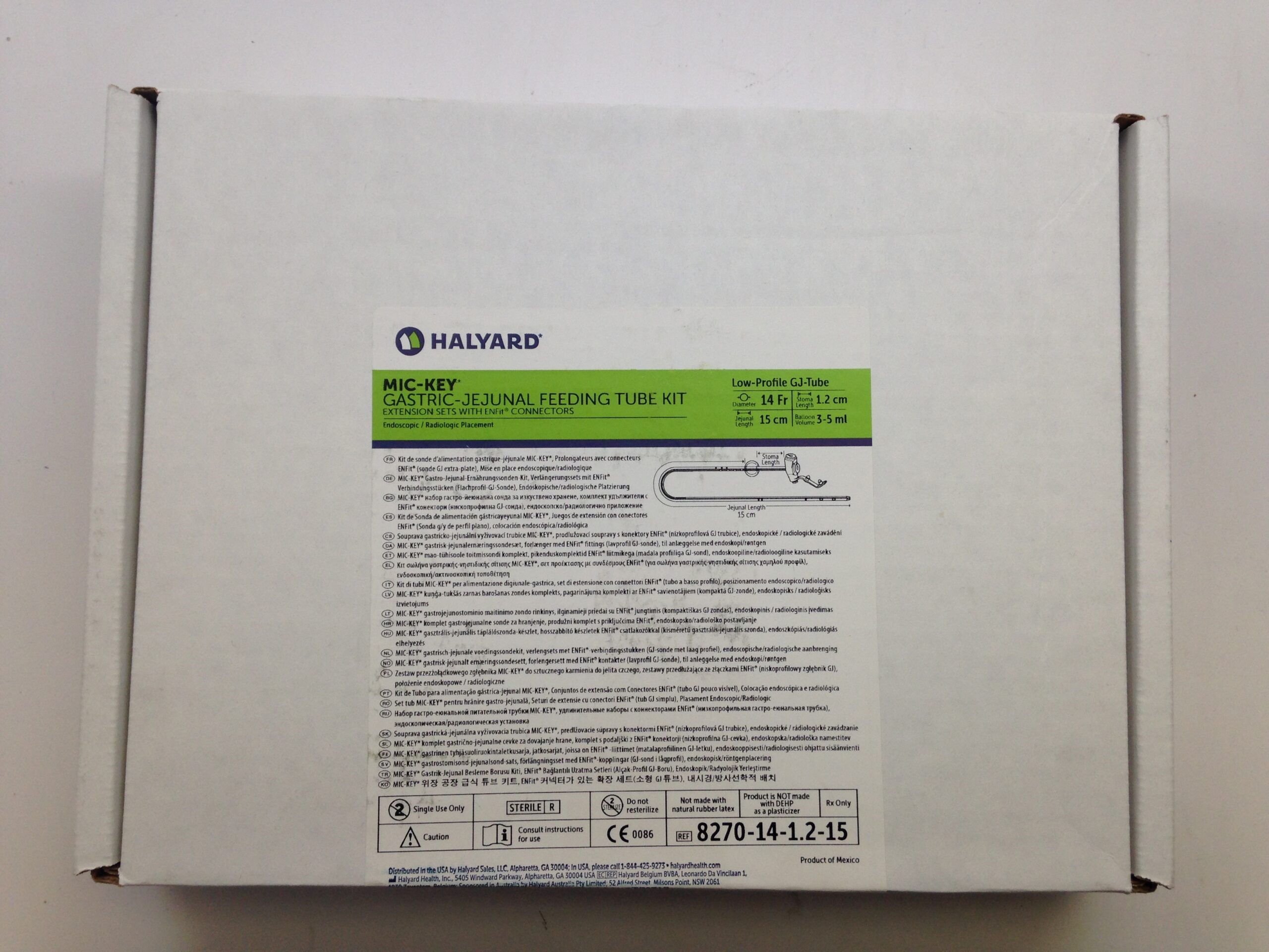 HALYARD 8270-14-1.2-15 Mic-Key Gastric-Jejunal Feeding Tube Kit, 14Fr x ...