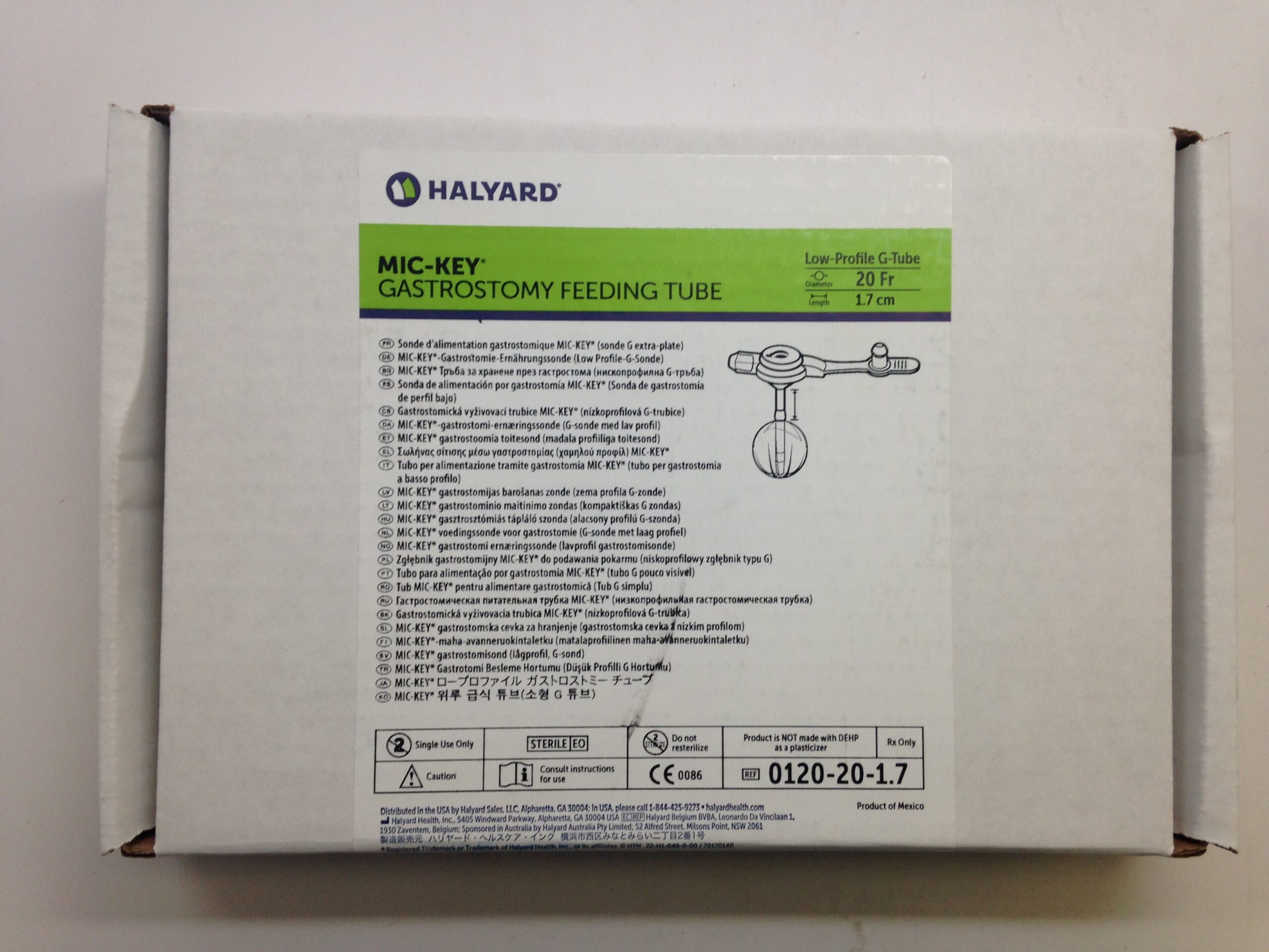 HALYARD 0120-20-1.7 Mic-Key Gastrostomy Feeding Tube, 20Fr x 1.7cm (X ...
