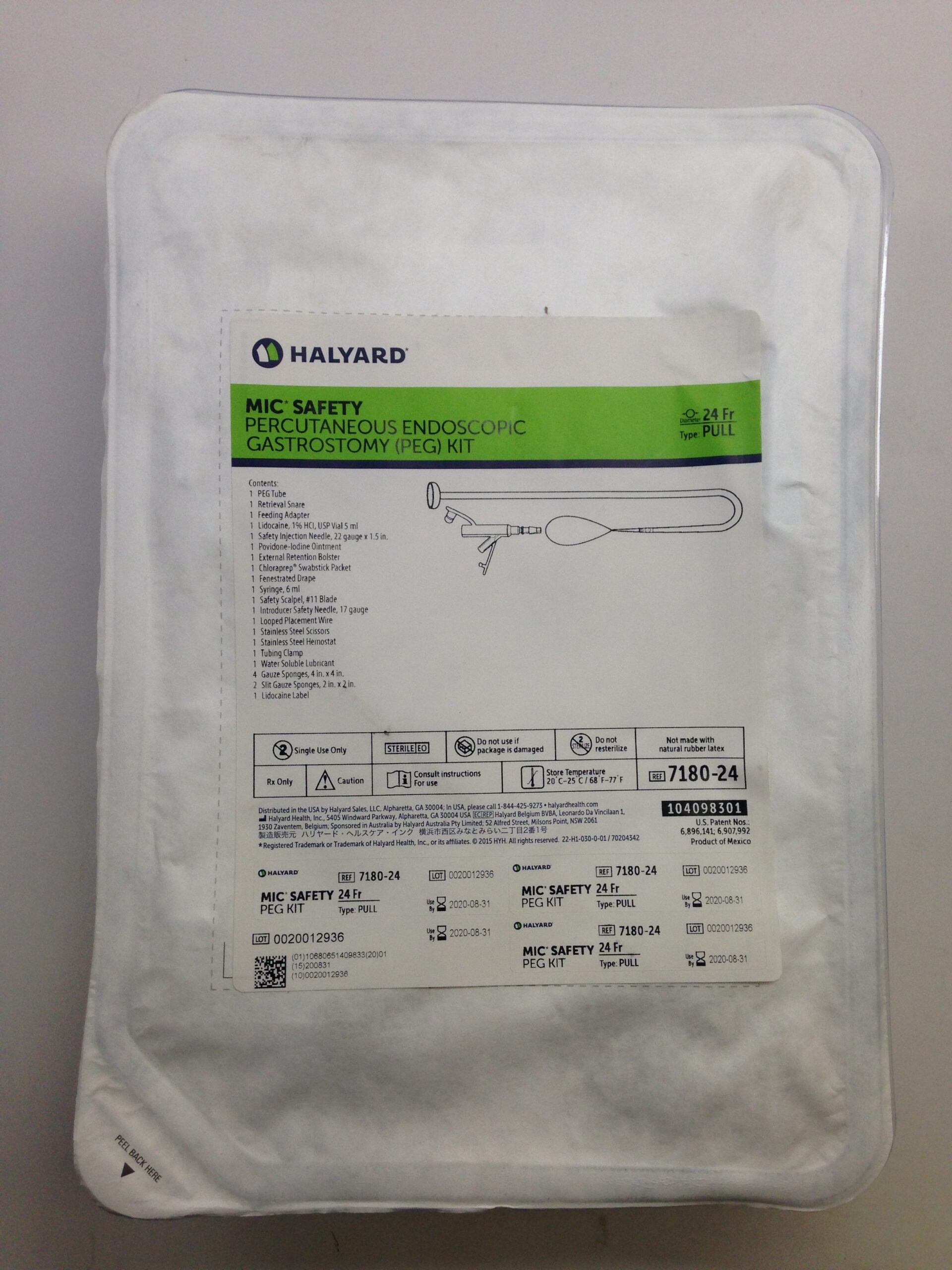 HALYARD 7180-24 Mic Safety Percutaneous Endoscopic Gastrostomy (PEG ...