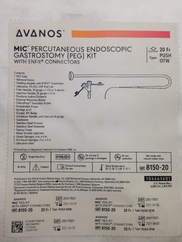 AVANOS 8150-20 Mic Percutaneous Endoscopic Gastrostomy (PEG) Kit With ...