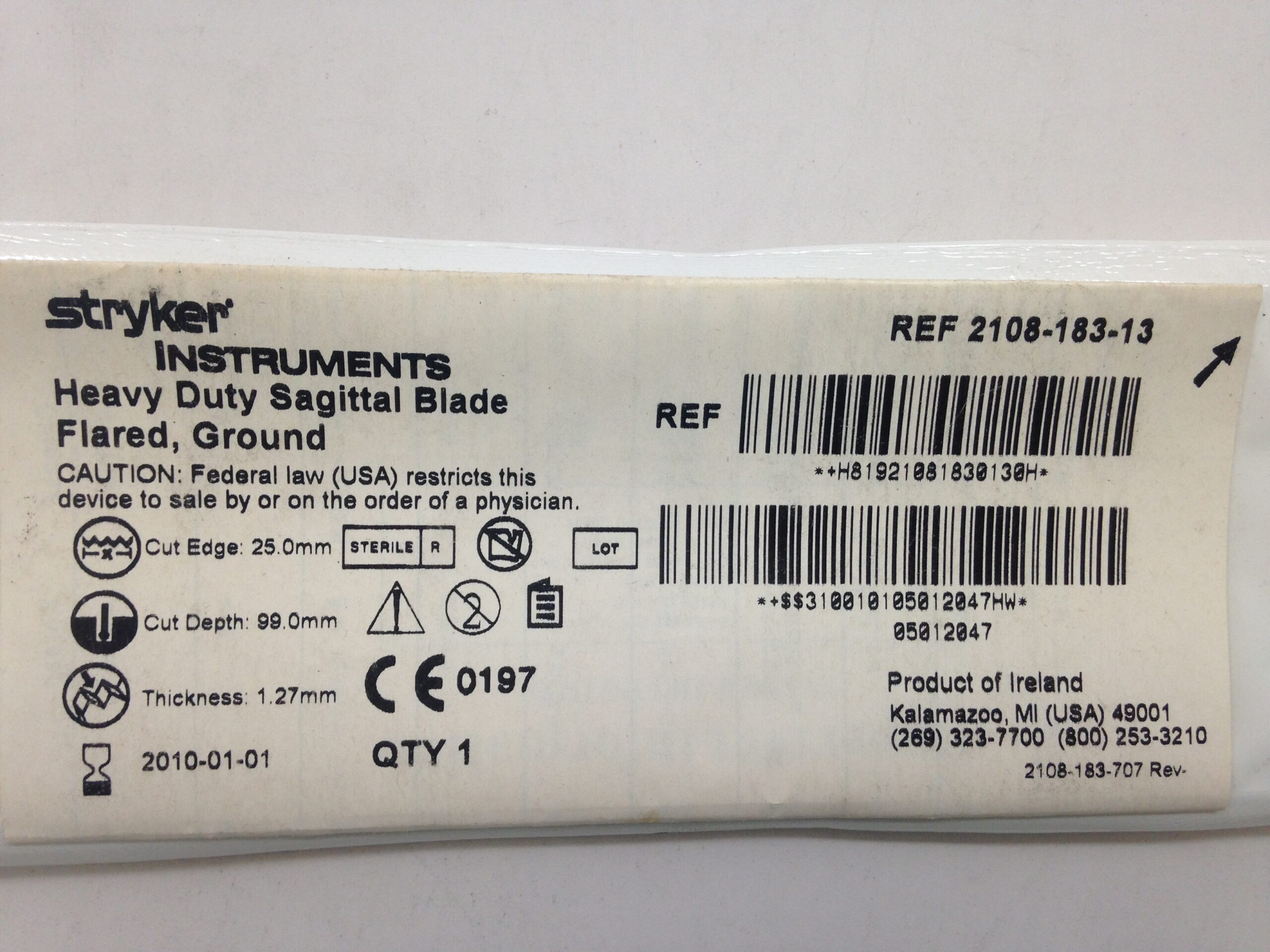 STRYKER 2108-183-13 Heavy Duty Sagittal Blade, Flared, Ground (X) – GB ...