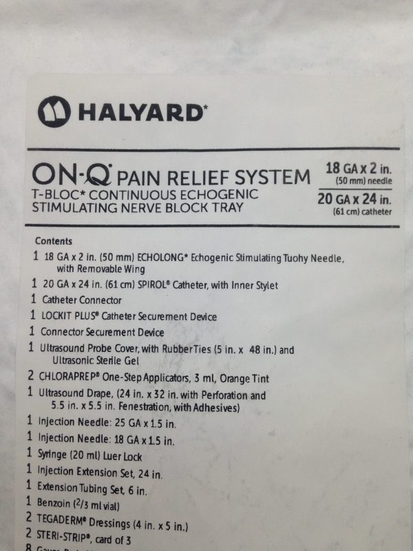 HALYARD TBT03050ST ON-Q Pain Relief System, T-Bloc Continuous Echogenic ...