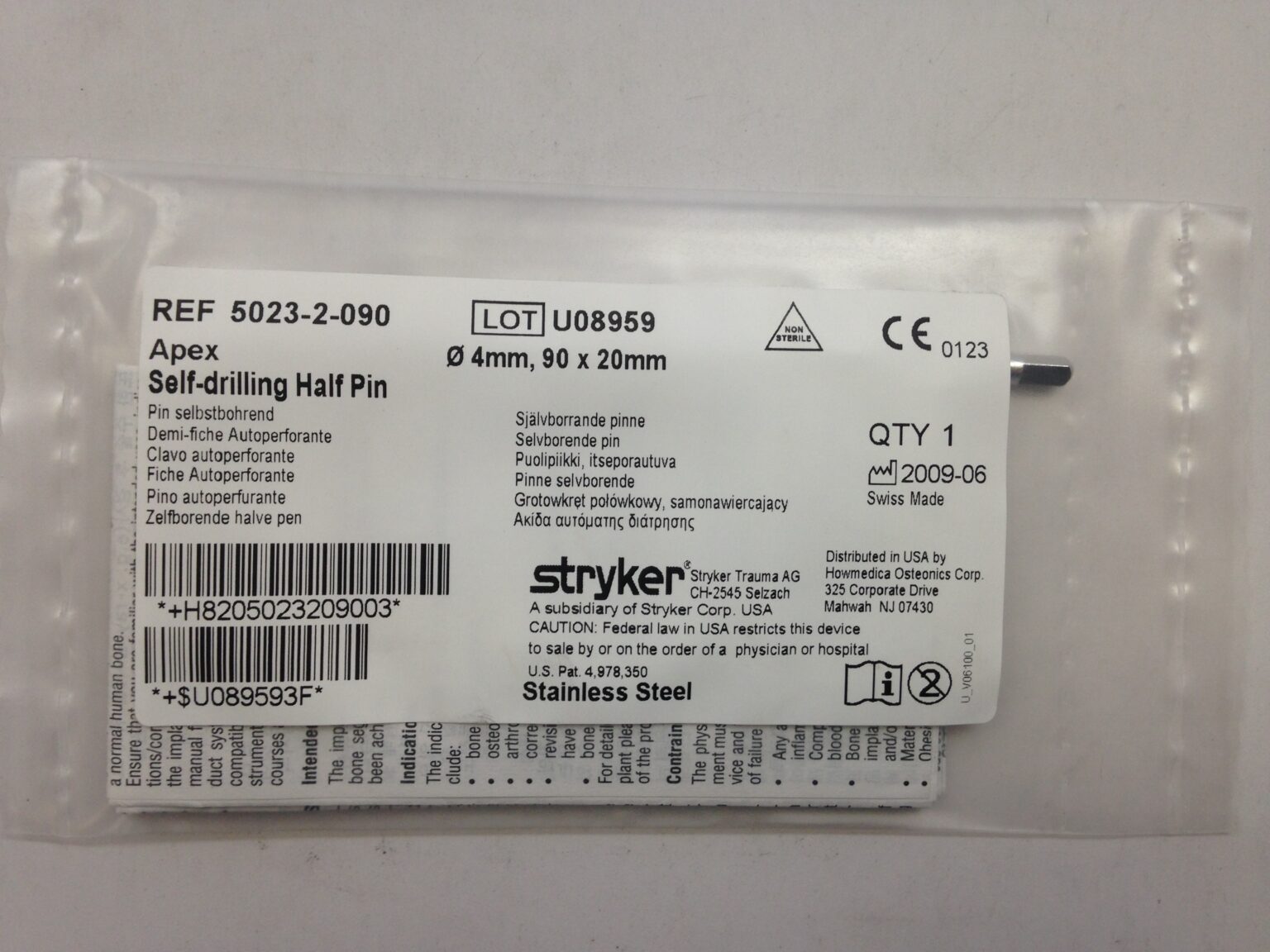 STRYKER 5023-2-090 Apex Self-Drilling Half Pin, 4mm, 90 x 20mm – GB ...