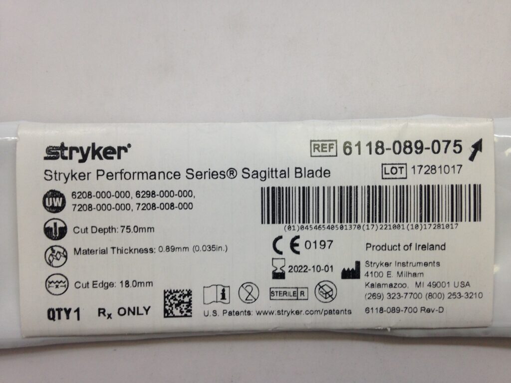 STRYKER 6118-089-075 Performance Series Sagittal Blade – GB TECH USA