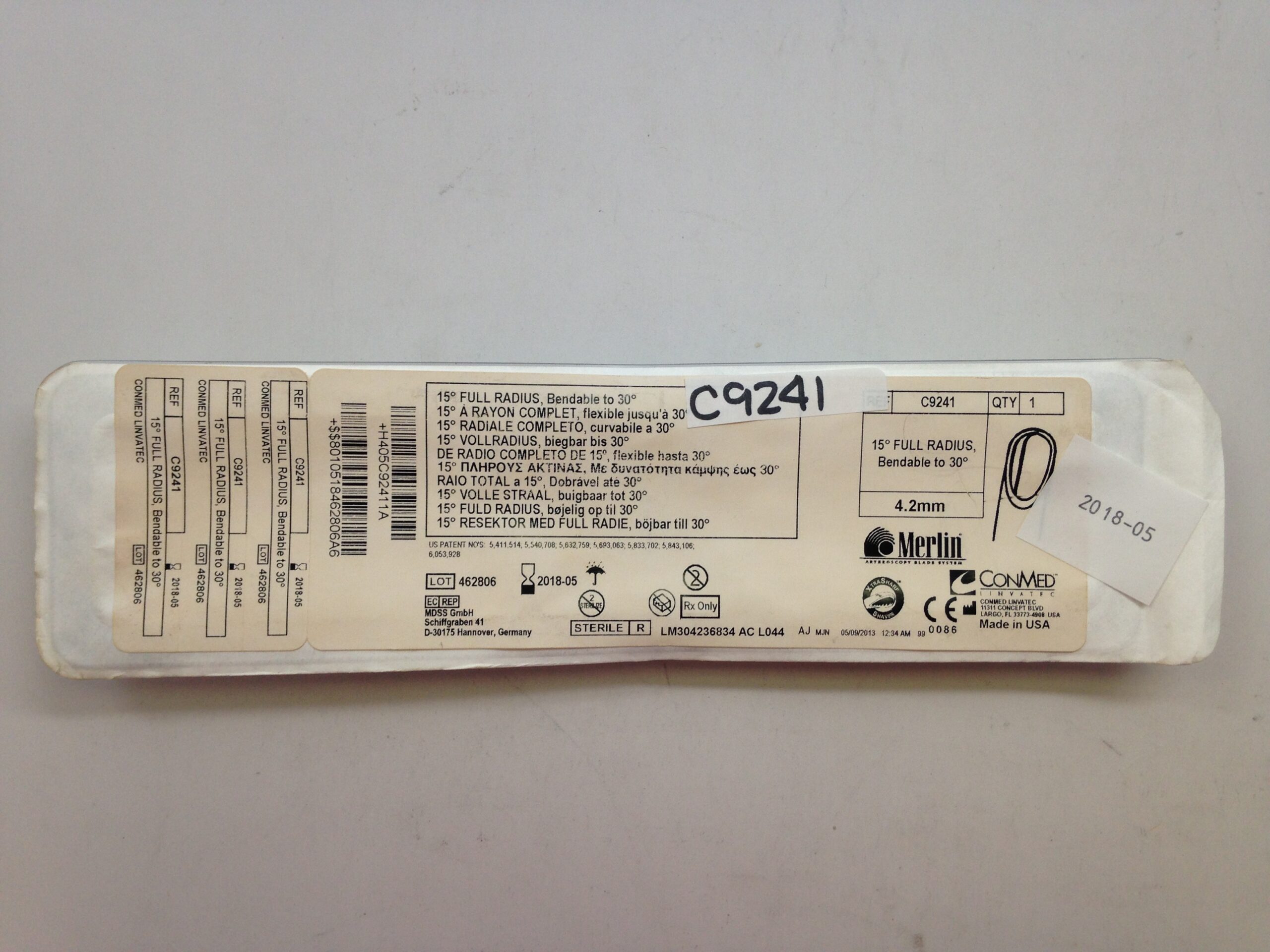 CONMED C9241 15 Degree Full Radius Resector, Bendable To 30 Degrees (X ...