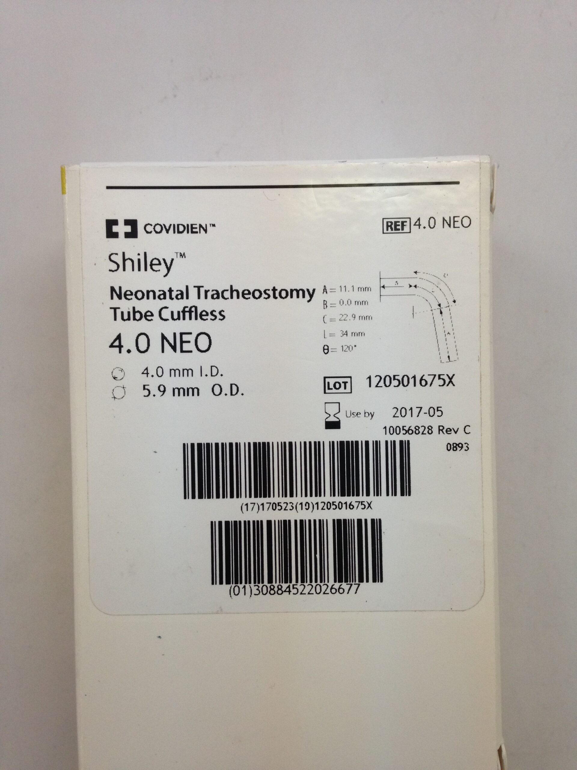 COVIDIEN 4.0 NEO Shiley Neonatal Tracheostomy Tube Cuffless, 4.0mm I.D ...