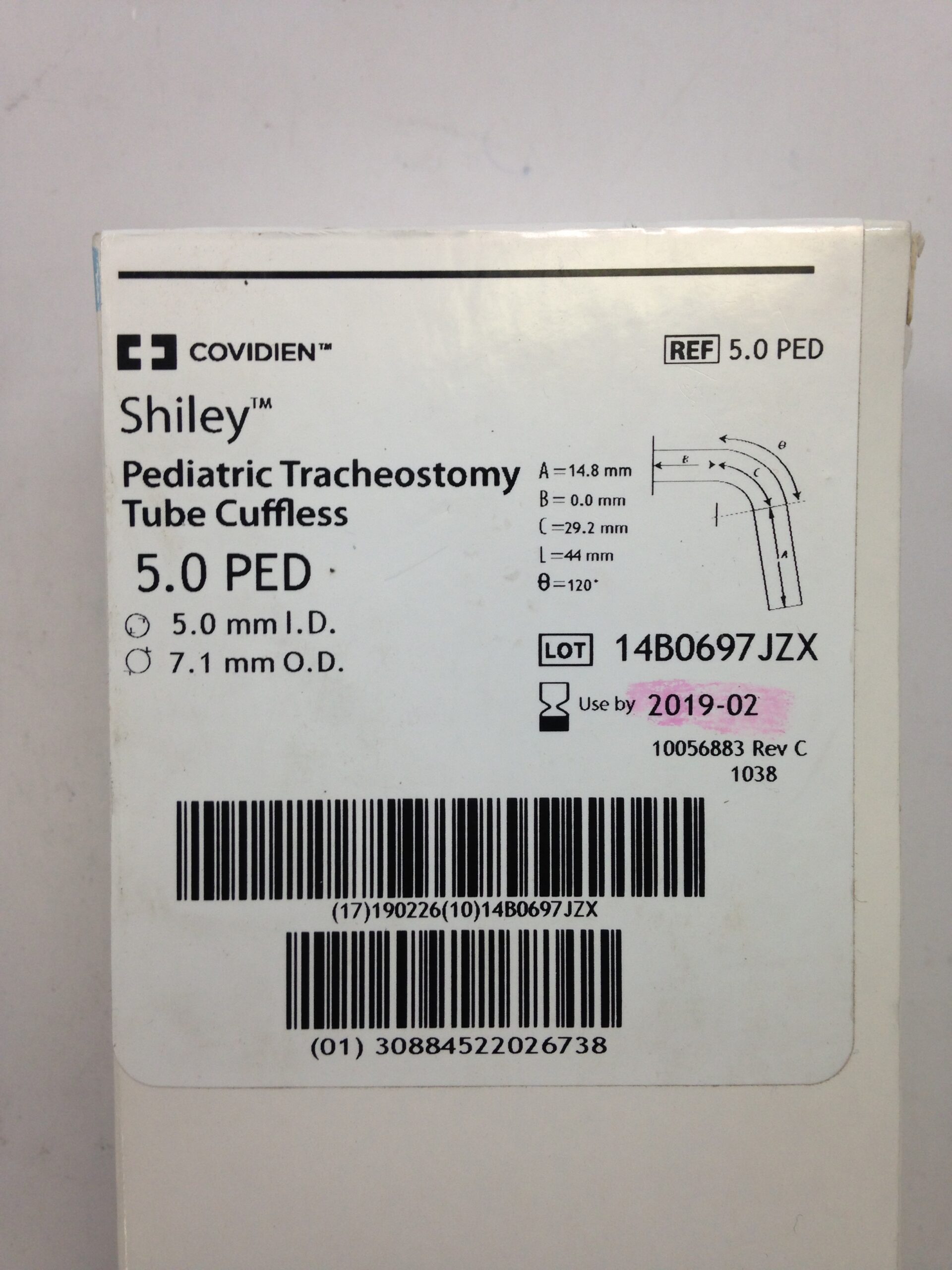COVIDIEN 5.0 PED Shiley Pediatric Tracheostomy Tube Cuffless, 5.0mm I.D ...