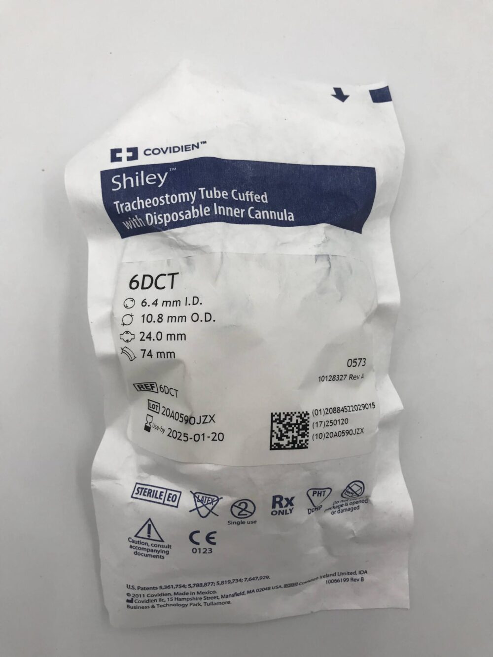 COVIDIEN 6DCT Shiley Tracheostomy Tube Cuffed With Disposable Inner ...