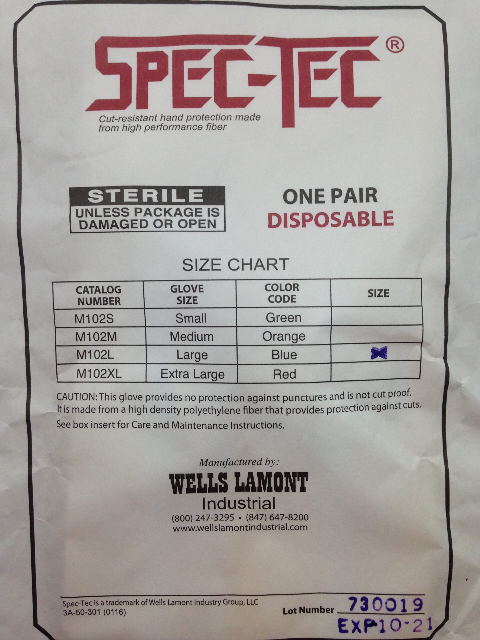 SPEC-TEC M102L Disposable Gloves, Large - GB TECH USA